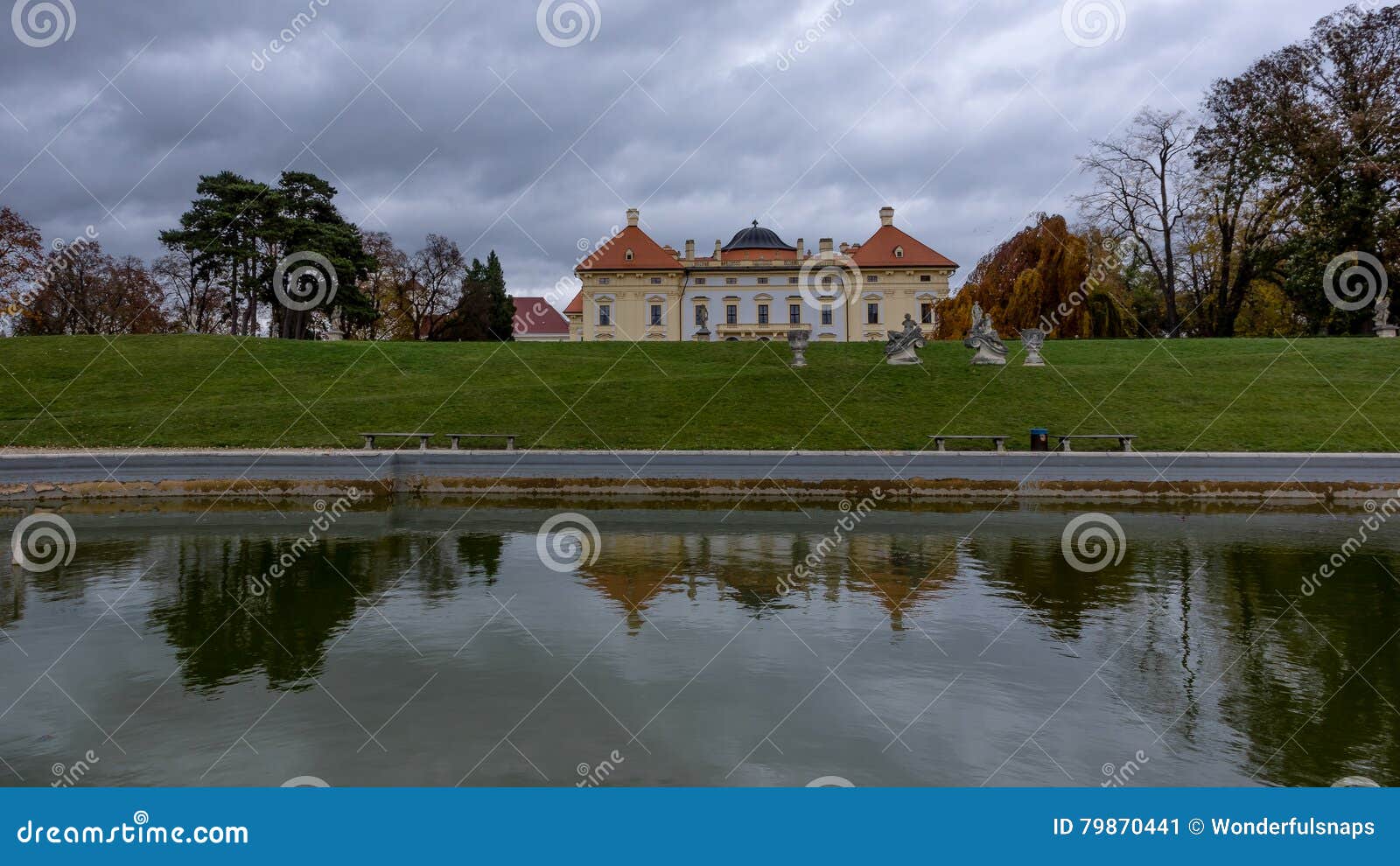 Austelitz, Slavkov Castle with Lagoon Stock Image - Image of castle ...