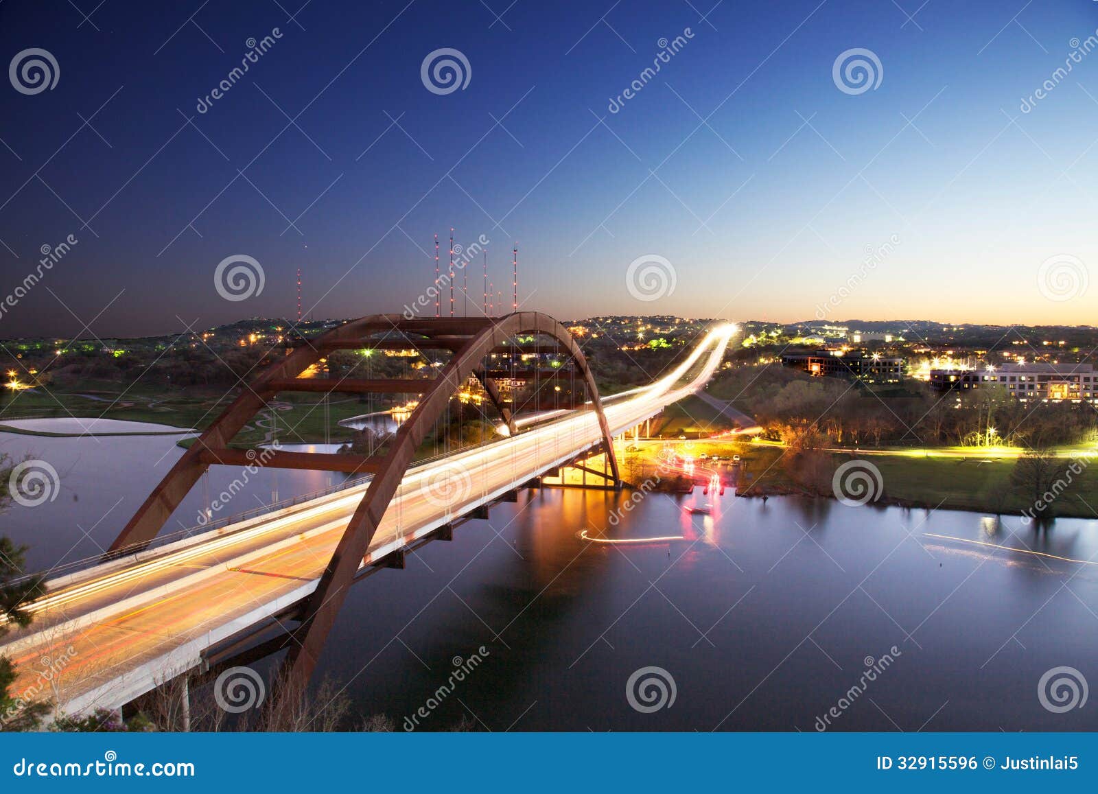 Austin 360 Bridge at Night stock photo. Image of night - 32915596