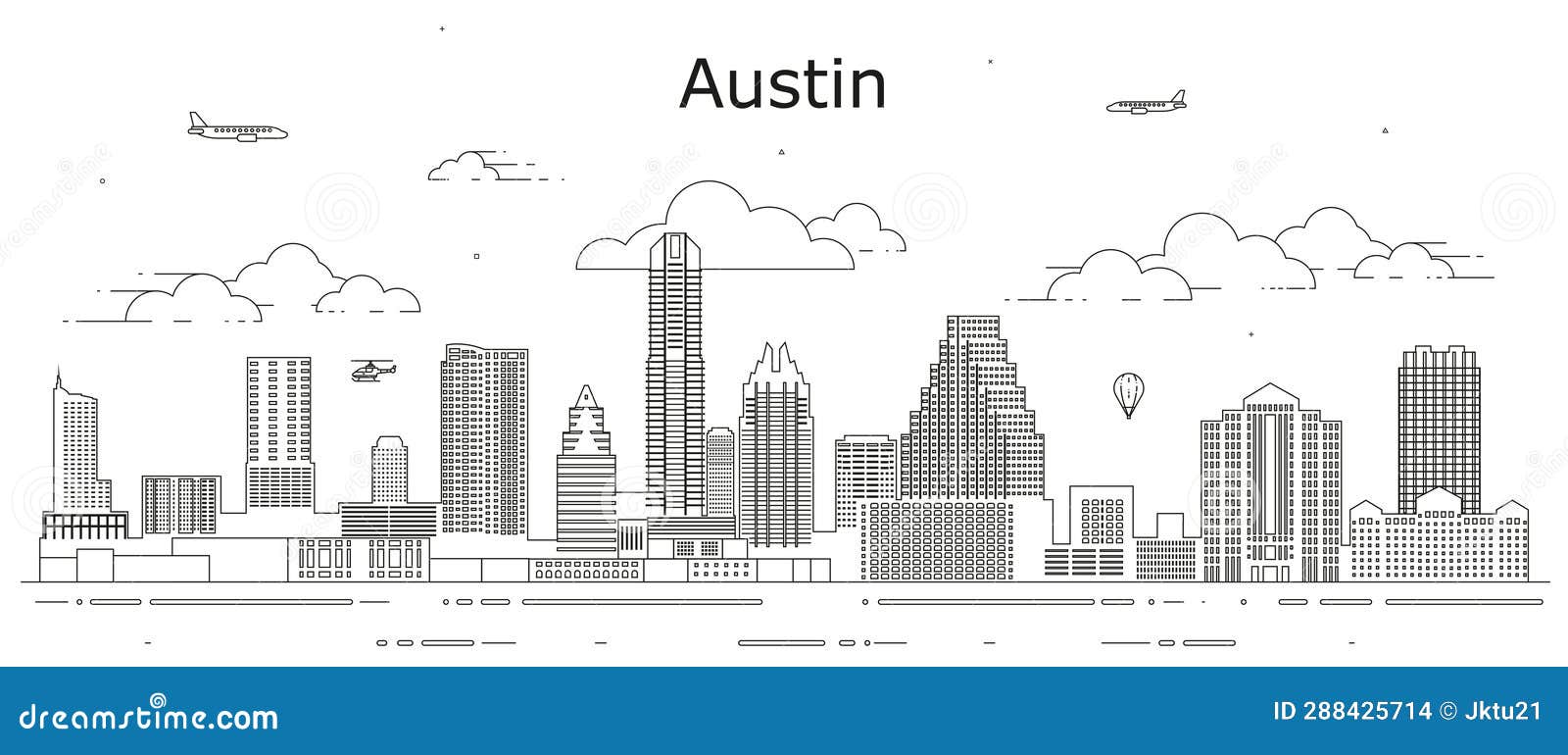 Austin Cityscape Line Art Vector Illustration Stock Vector ...