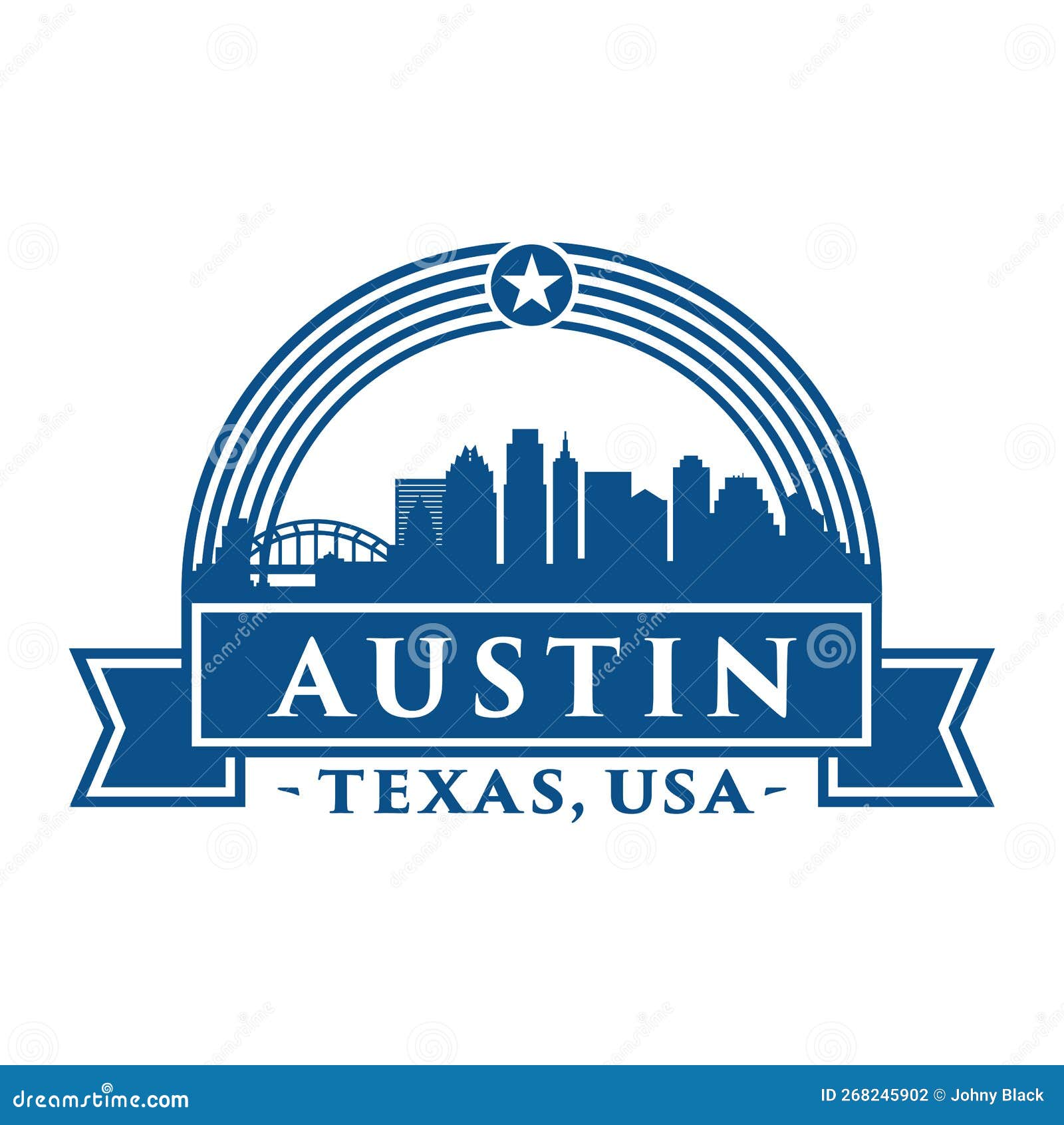 Austin City Skyline Silhouette Vector Logo Illustration Stock Vector ...