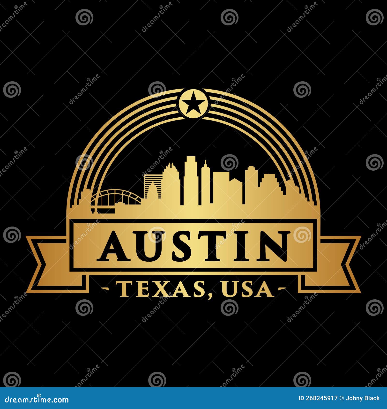 Austin City Skyline Silhouette Vector Logo Illustration Stock Vector ...