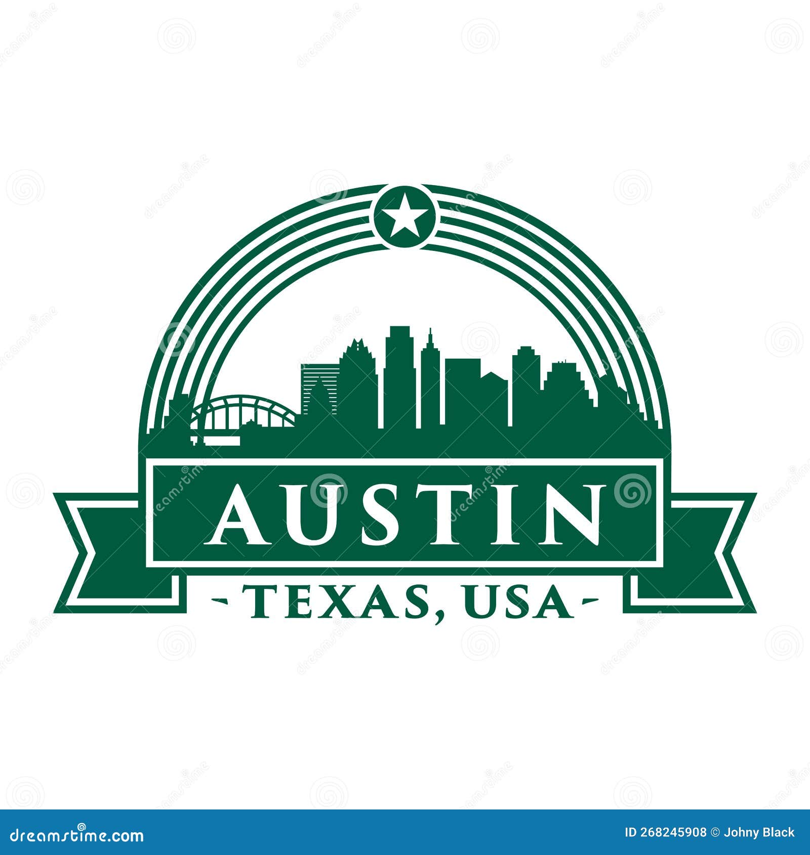 Austin City Skyline Silhouette Vector Logo Illustration Stock Vector ...