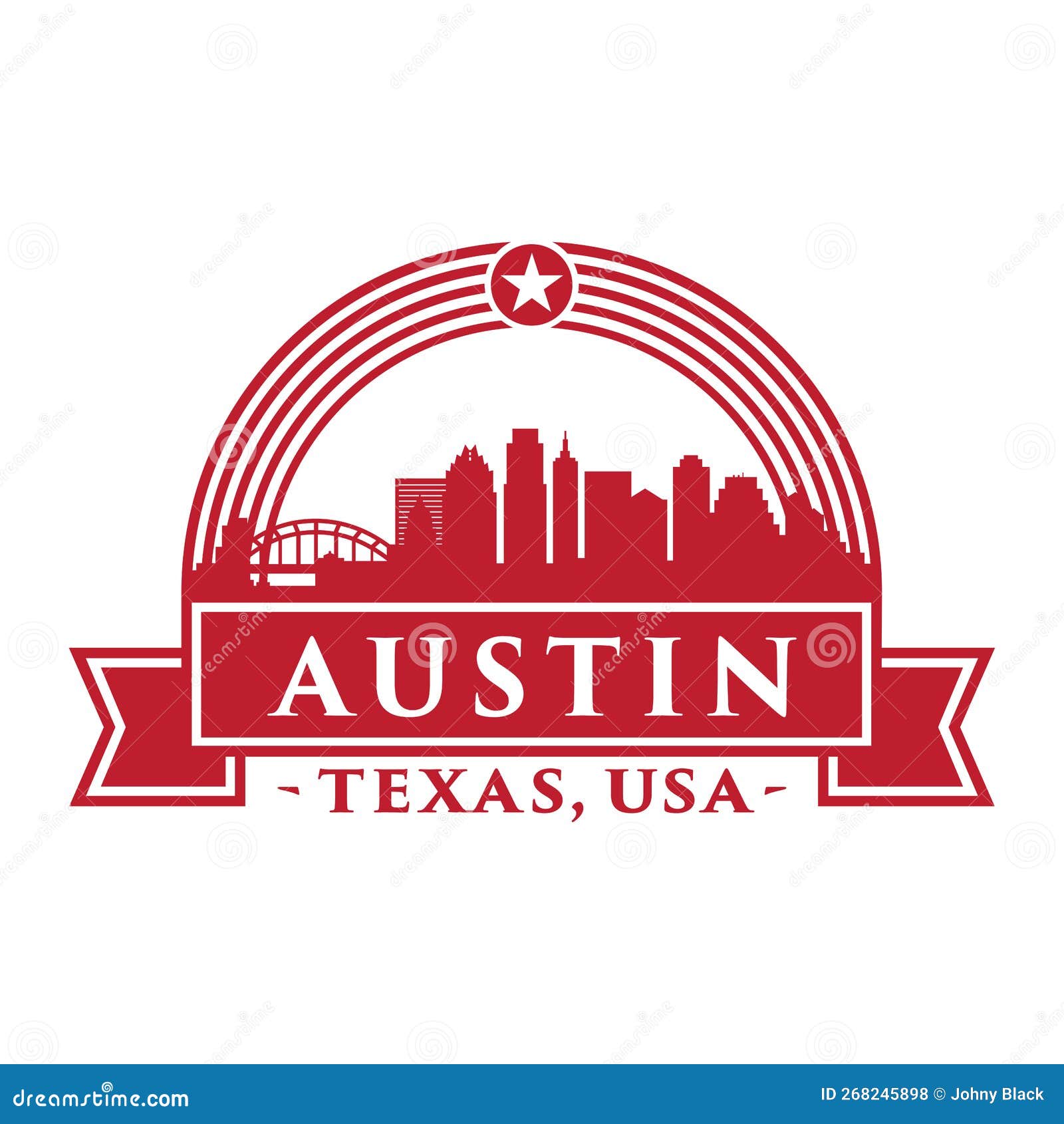 Austin City Skyline Silhouette Vector Logo Illustration Stock Vector ...
