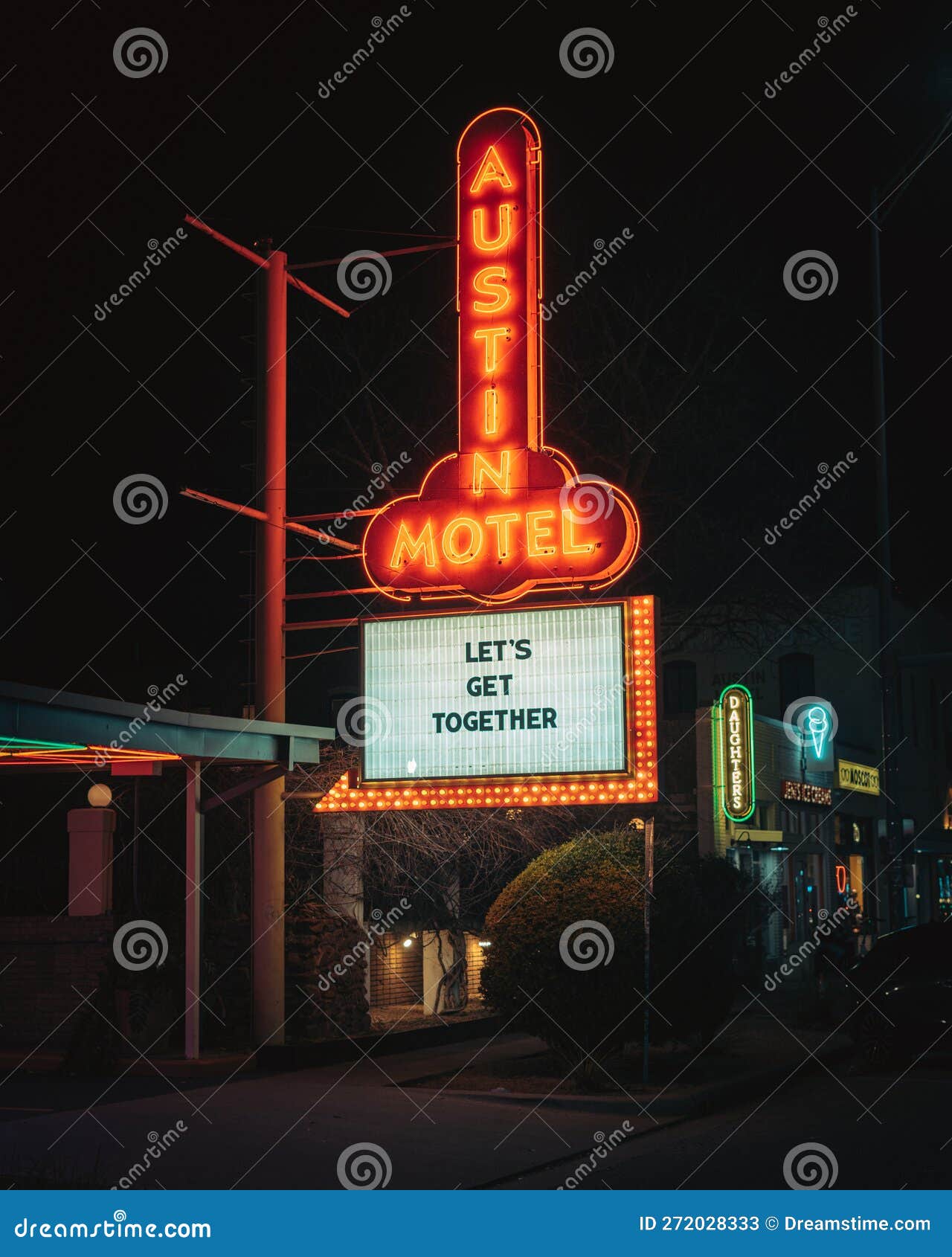 Austin Motel Neon Sign at Night, Austin, Texas Editorial Stock Photo ...