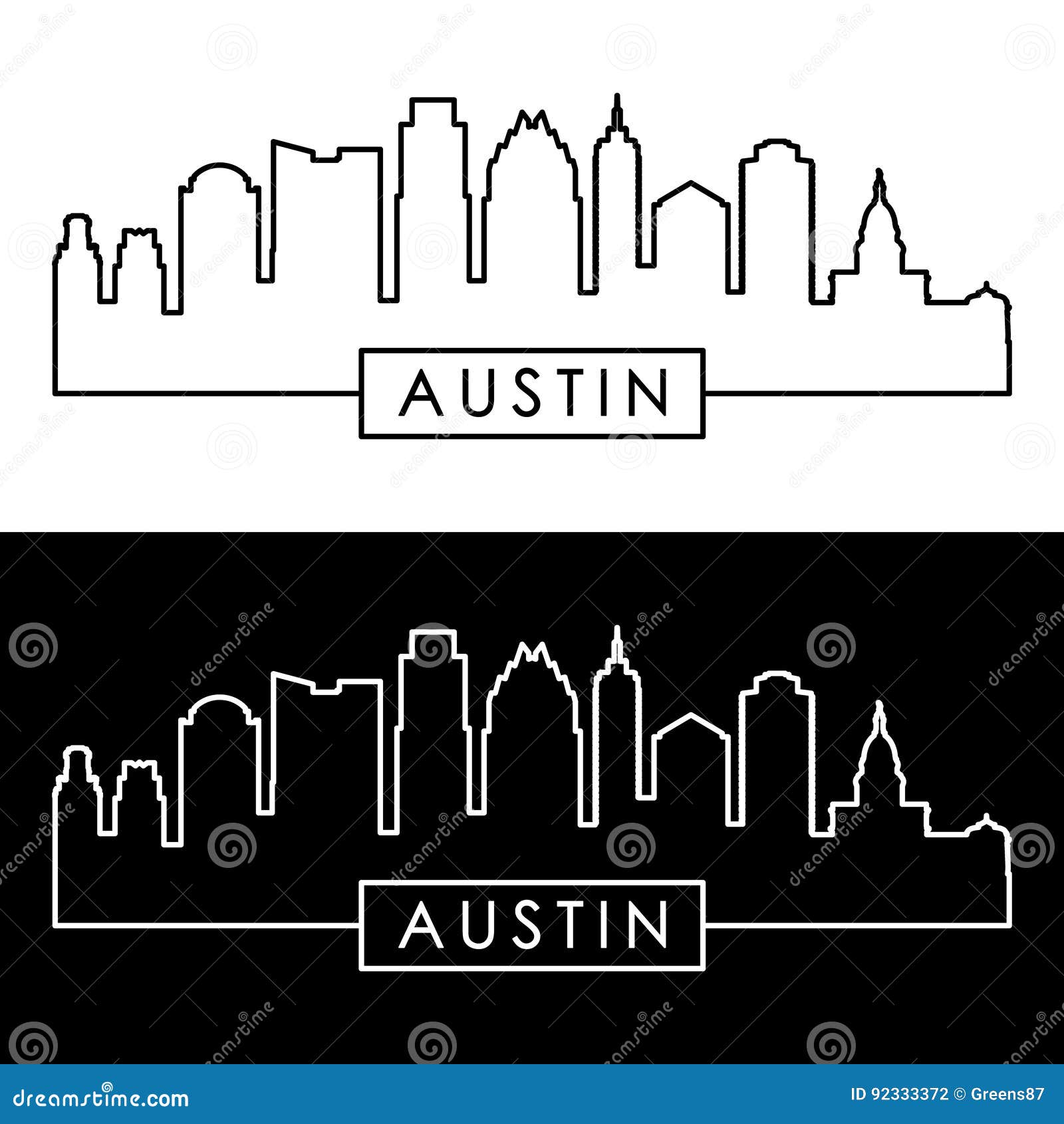 Austin Skyline With Texan Flag Cartoon Vector | CartoonDealer.com #4019753
