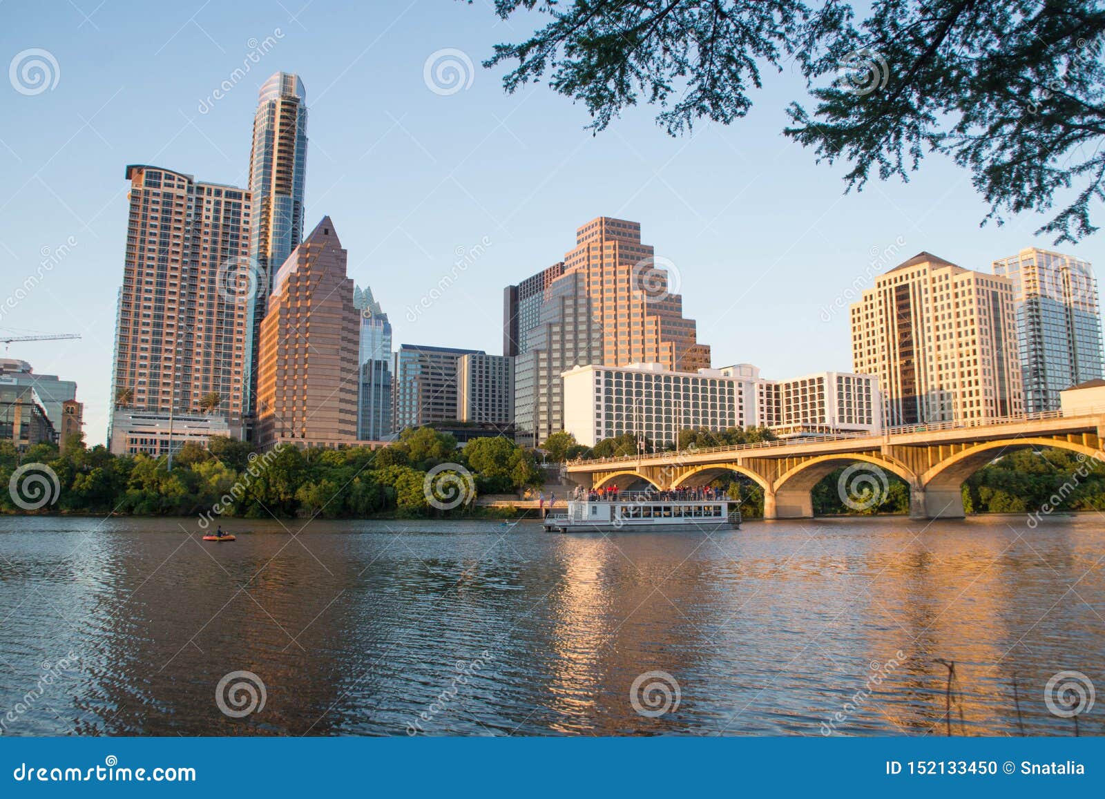 Austin Skyline Over Colorado River Stock Photo - Image of landscape ...