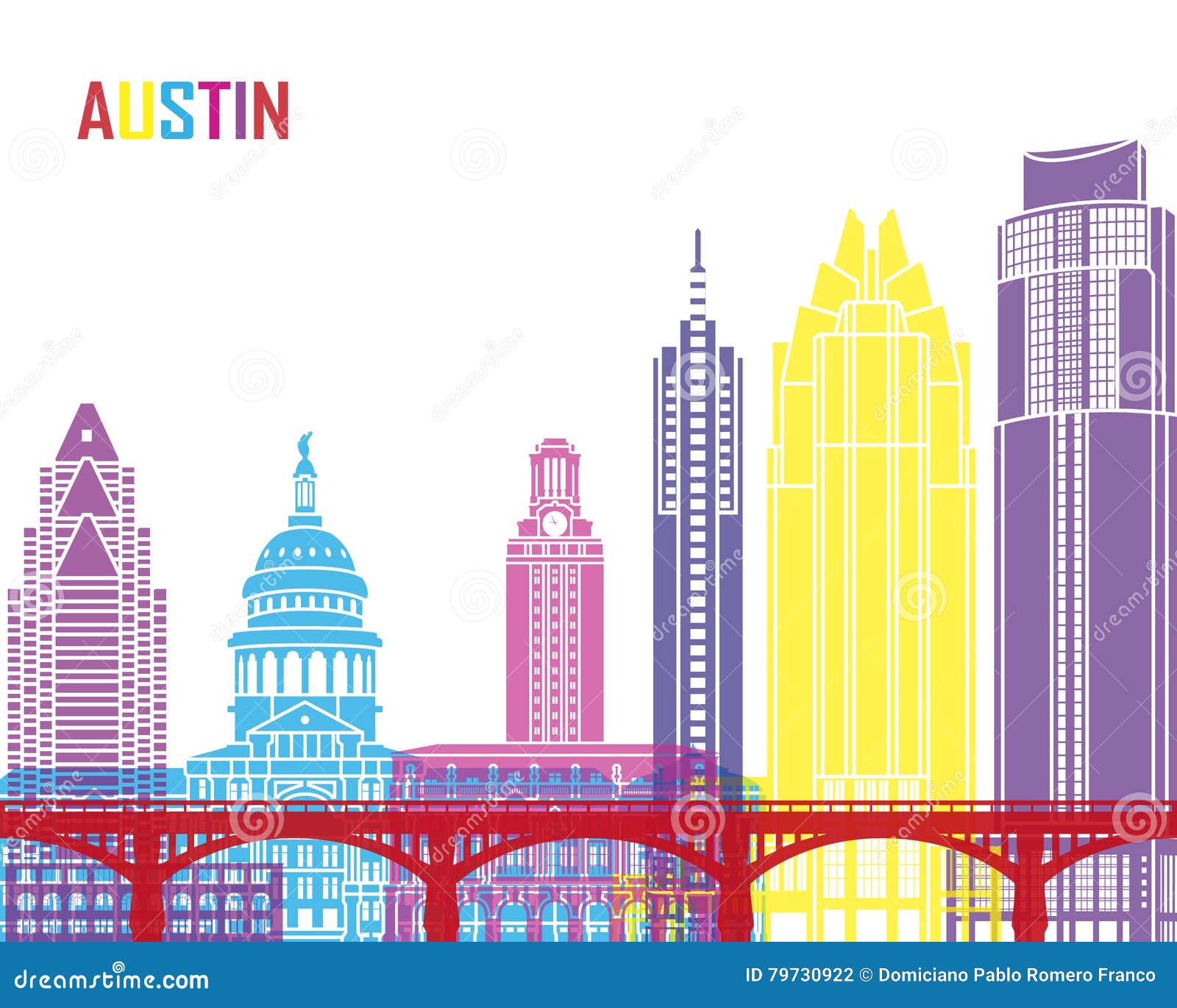 Austin skyline pop stock vector. Illustration of states - 79730922