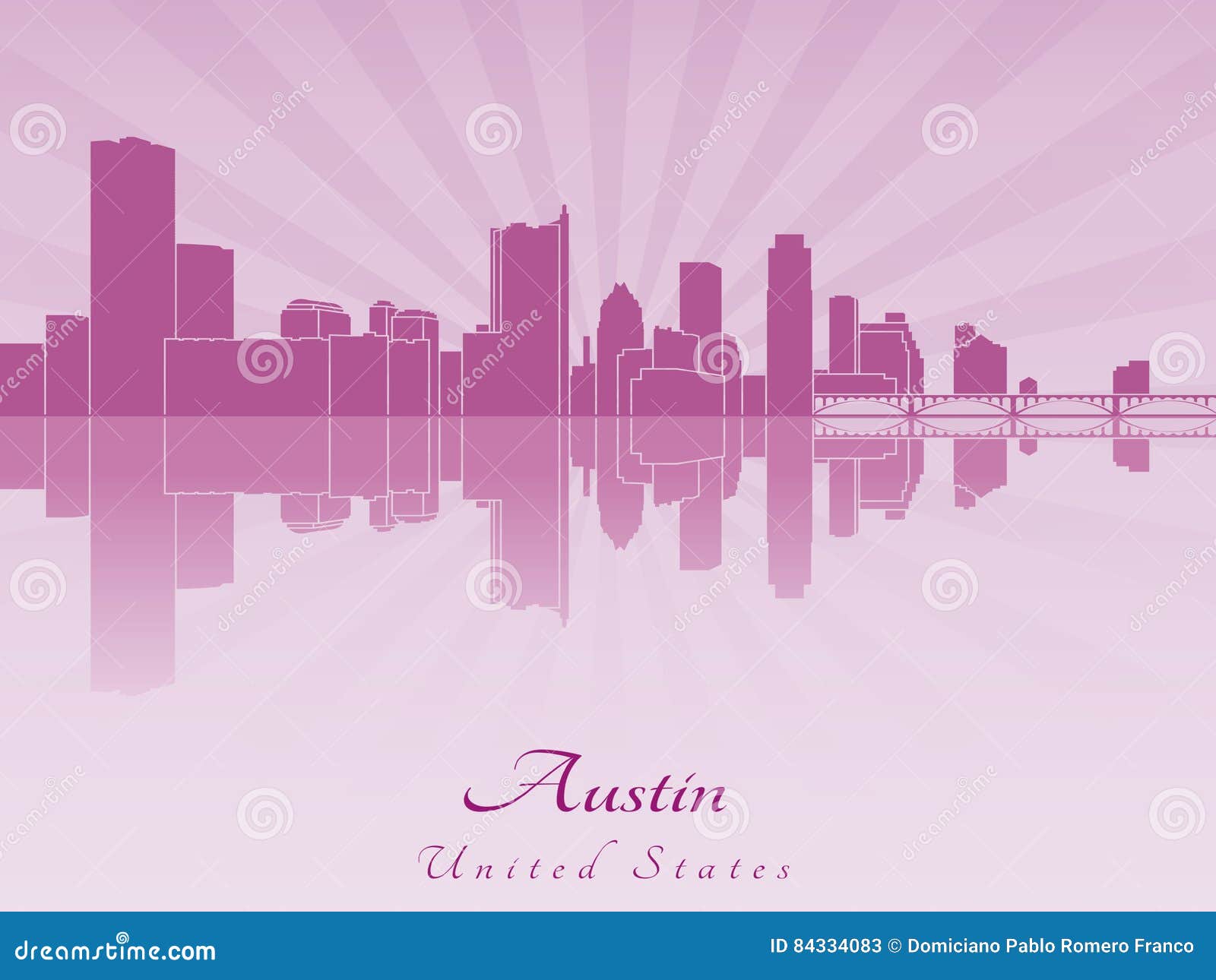 Austin Skyline in Purple Radiant Orchid Stock Vector - Illustration of ...