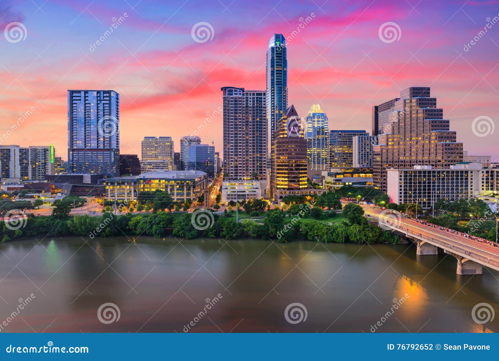 Austin Skyline Cityscape Sunrise Black And White Stock Image ...