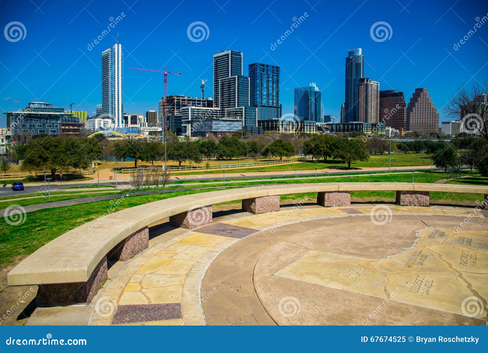 Austin Texas Skyline View from Hilltop Texas Map Editorial Image ...