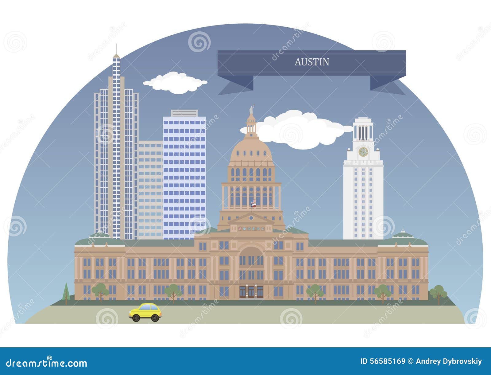 Austin. Texas, USA stock vector. Illustration of tower - 56585169