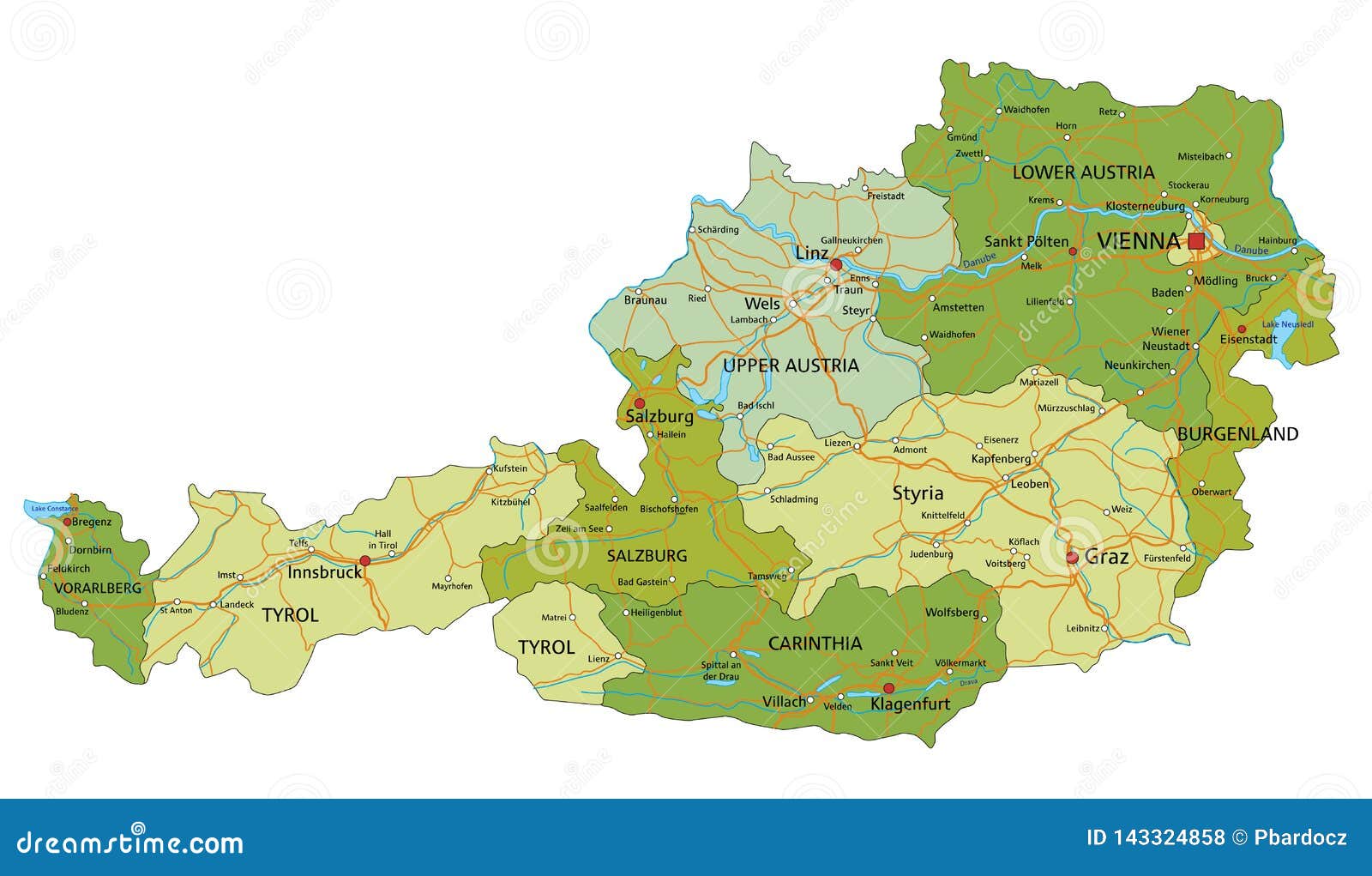 Austria - Highly Detailed Editable Political Map with Separated Layers ...