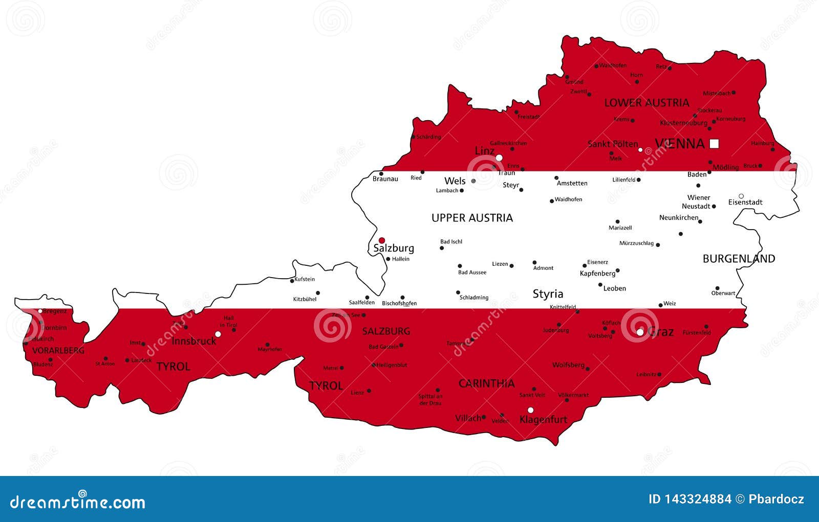 Austria Highly Detailed Political Map With National Flag. Vector ...