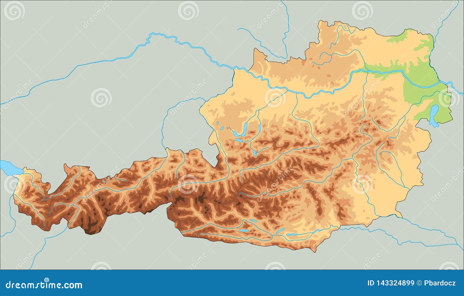 High Detailed Austria Physical Map. Stock Vector - Illustration of ...