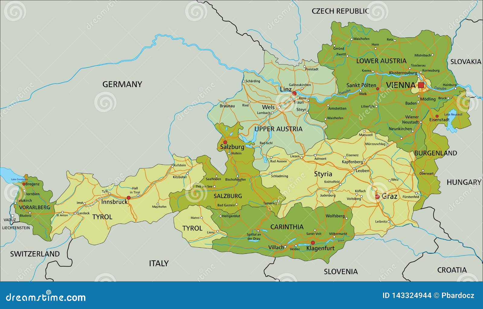 Austria - Highly Detailed Editable Political Map With Separated Layers ...