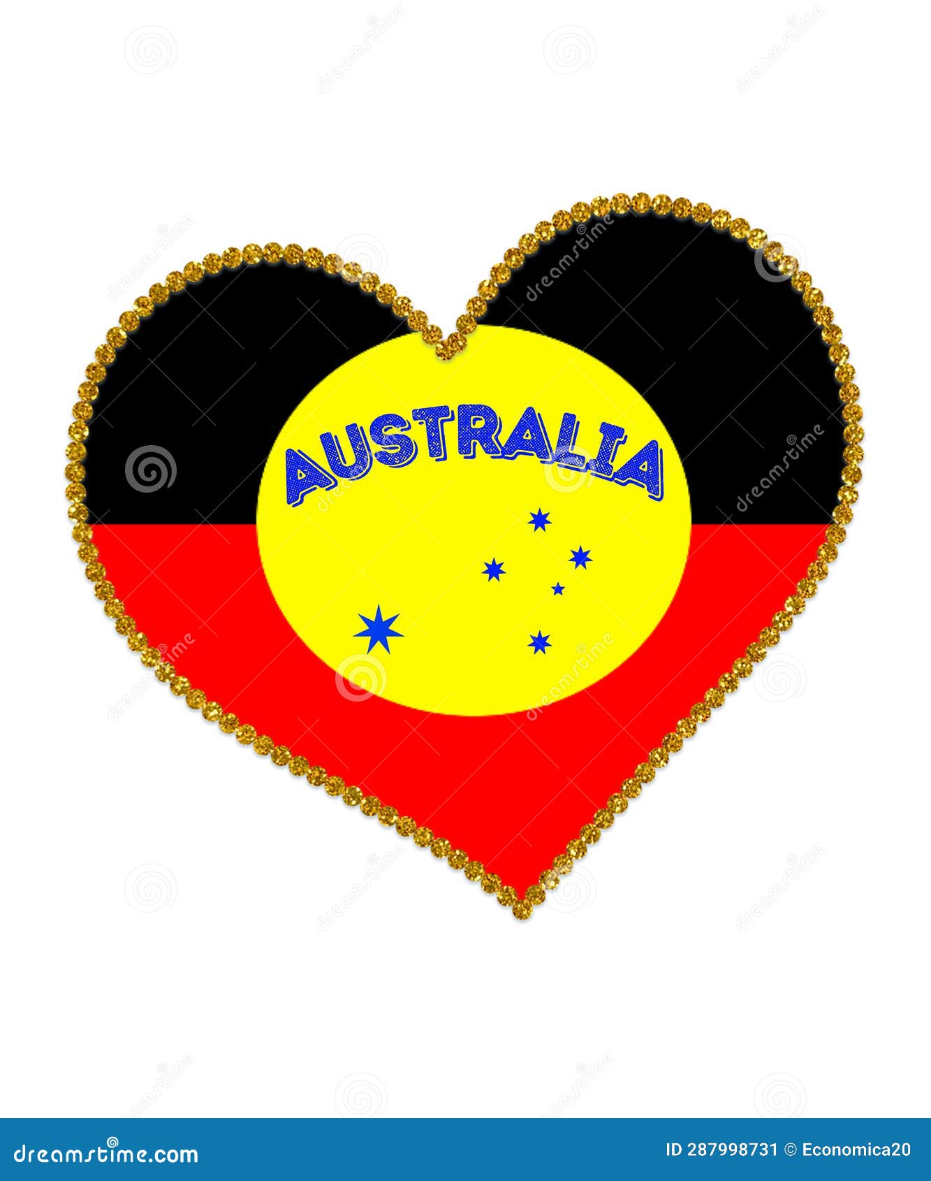 Australia Aboriginal Flag Heart Stars Stock Illustration - Illustration ...