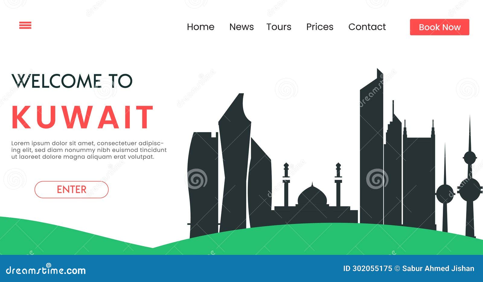 Welcome To Kuwait Background Vector Illustration. Travel and Tourism ...