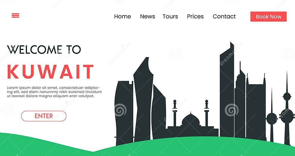 Welcome To Kuwait Background Vector Illustration. Travel and Tourism ...