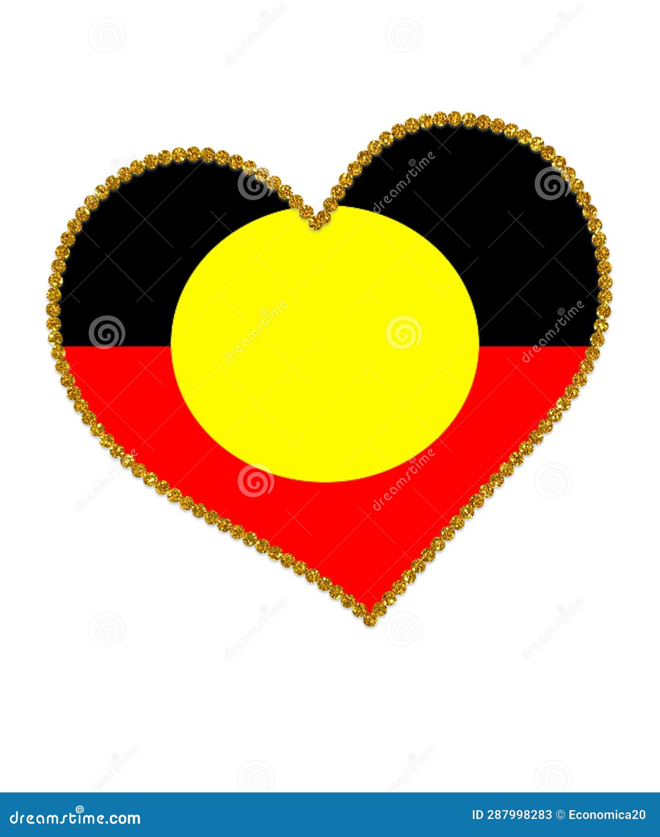 Australia Aboriginal Flag Heart Shape Stock Illustration - Illustration ...