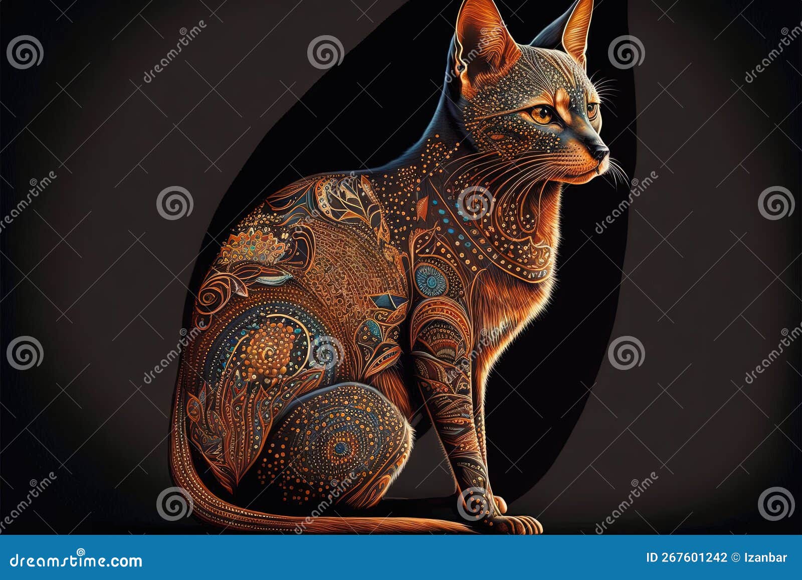 Australia Aboriginal Cat Portrait Illustration Generative Ai Stock ...