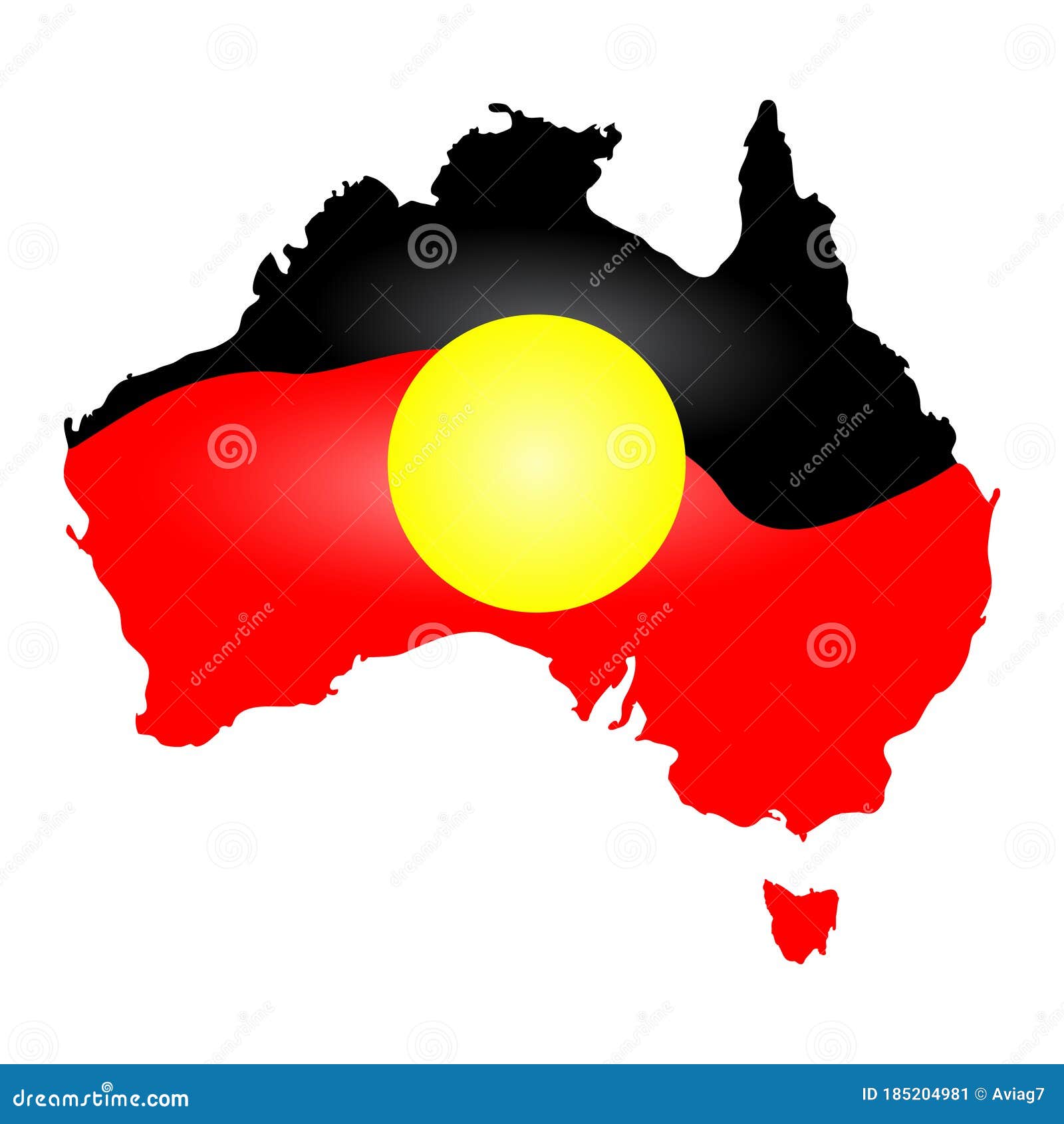 Australia Aboriginal Flag, Map, Continent Isolated on White Background ... Australia Aboriginal Flag, Map, Continent Isolated on White Background ...
