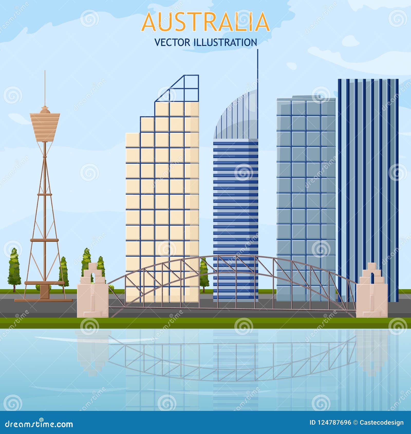Australia Architecture Cityscape Skyscrapers View Vector Backgrounds ...