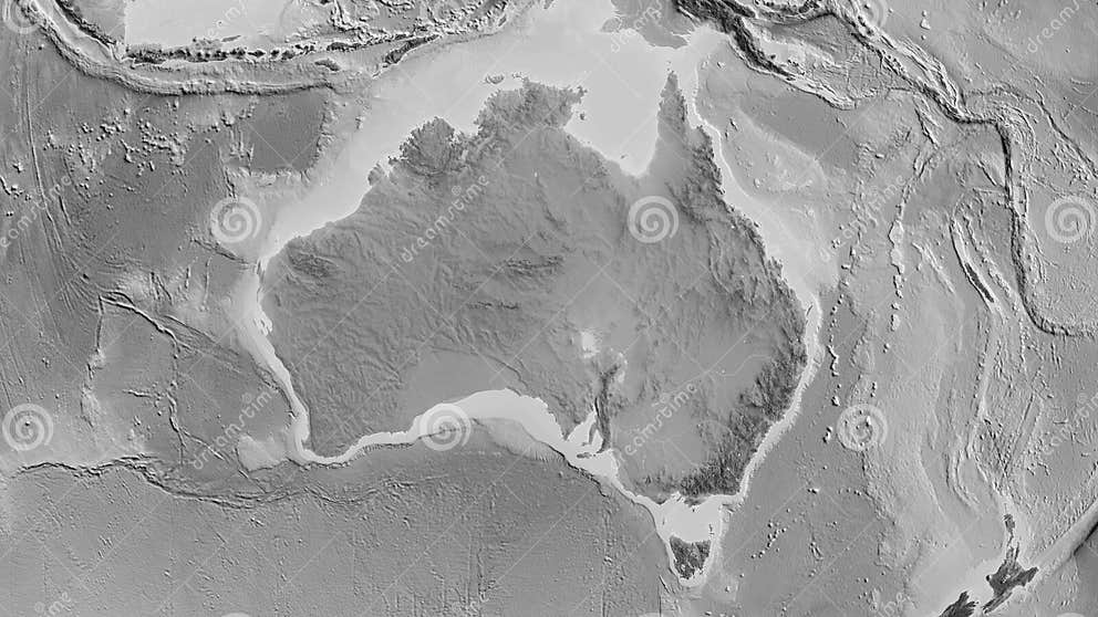 Australia Area. Grayscale Map Stock Illustration - Illustration of ...