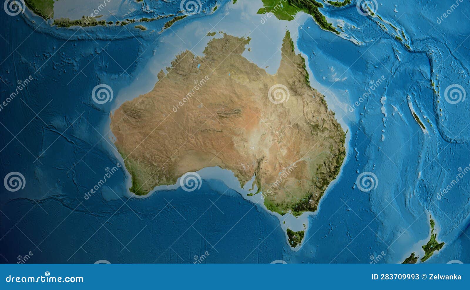 Australia Area. Satellite Map Stock Illustration - Illustration of ...