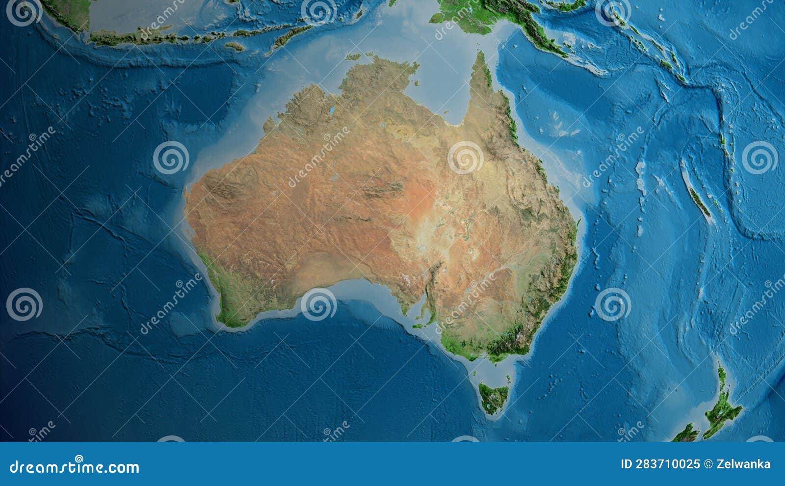 Australia Area. Satellite Map Stock Illustration - Illustration of ...