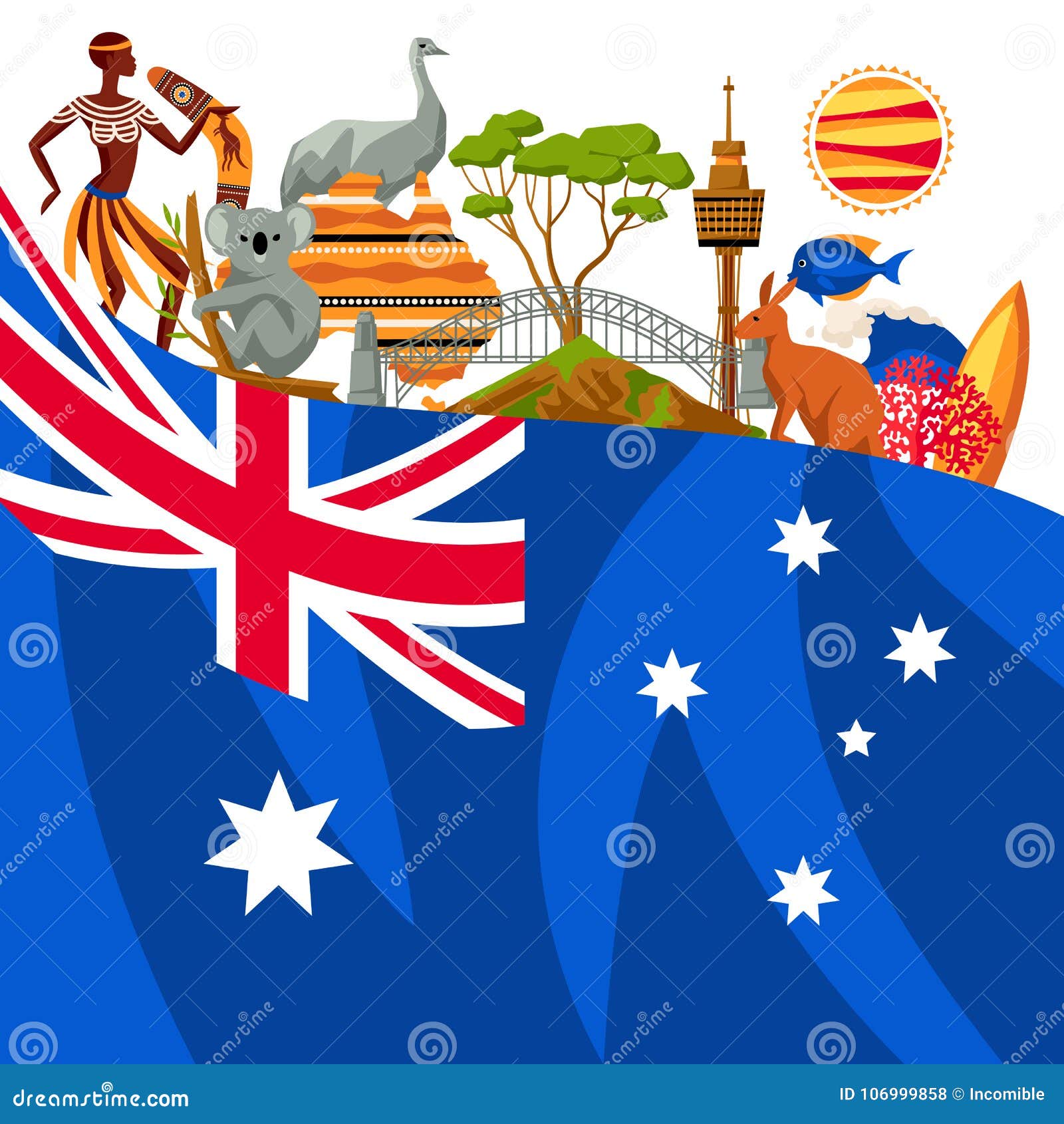 Australia Background Design. Australian Traditional Symbols And Objects ...