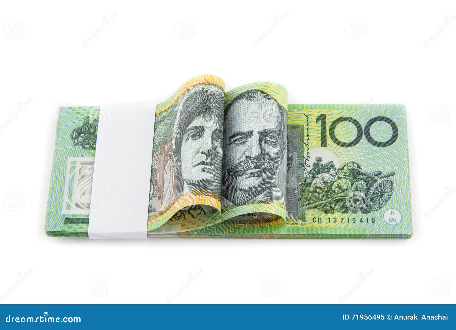 Australia Banknote on White Background Stock Image - Image of green ...