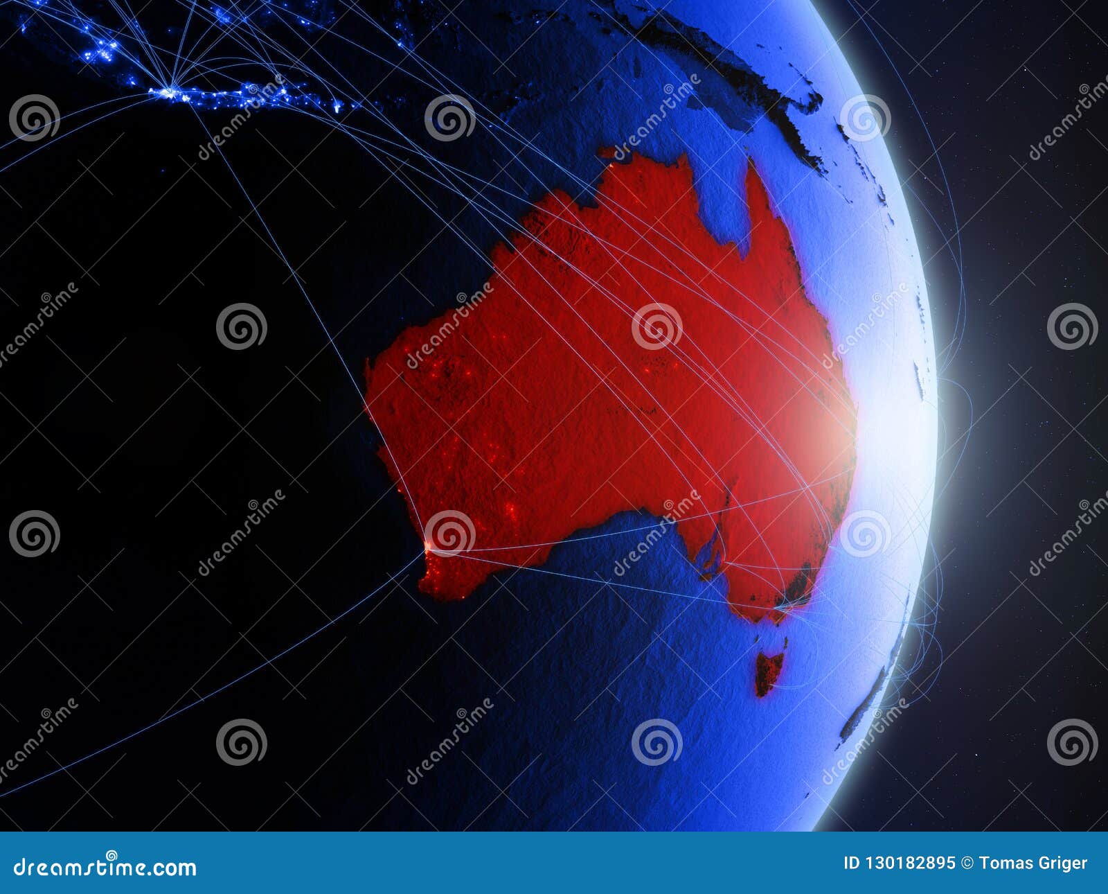 Australia on Blue Blue Digital Earth Stock Illustration - Illustration ...