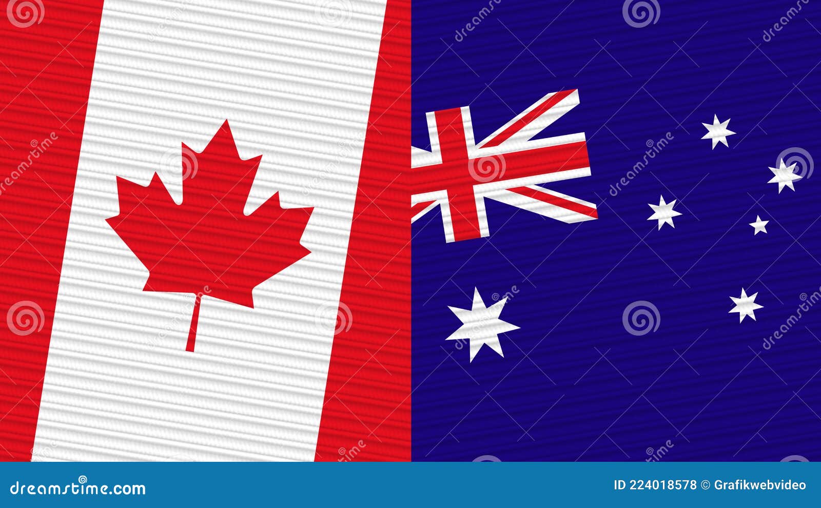 Australia and Canada Flags Together Fabric Texture Illustration Stock ...