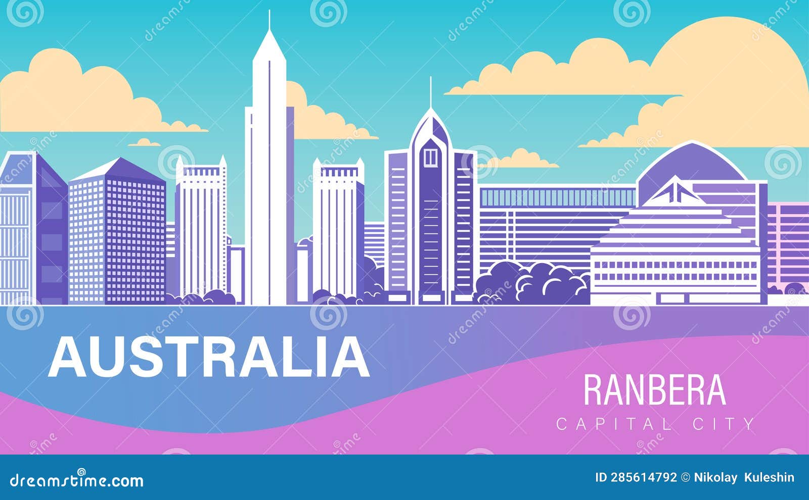 Australia Canberra City Skyline Background Stock Vector - Illustration ...