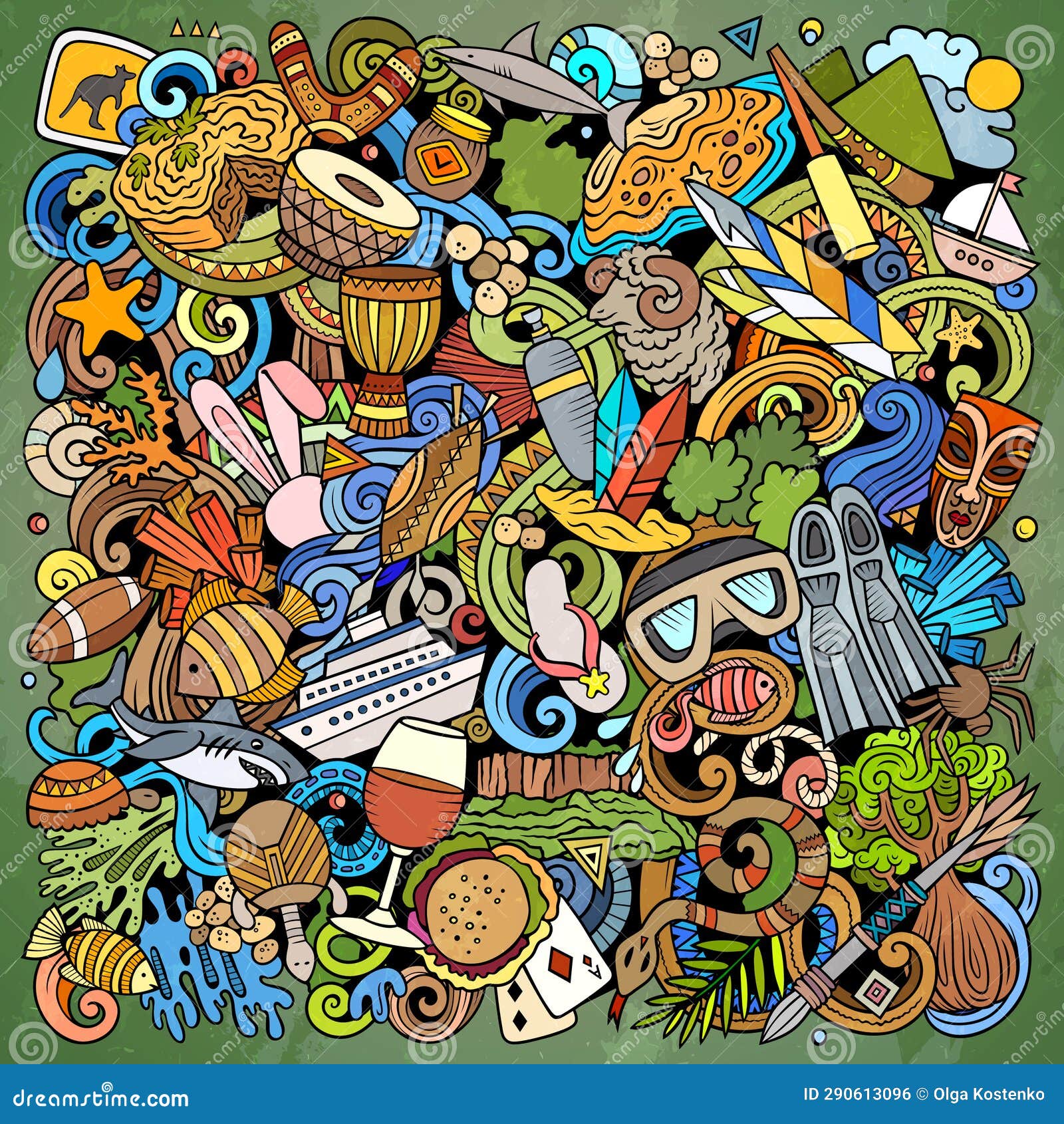 Australia Cartoon Doodle Illustration. Stock Vector - Illustration of ...