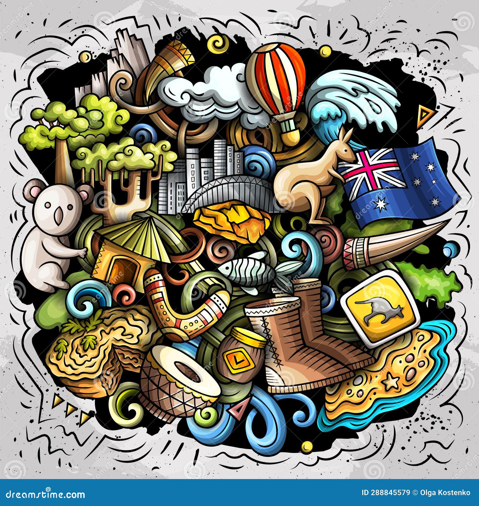 Australia Cartoon Vector Doodle Illustration Stock Illustration ...