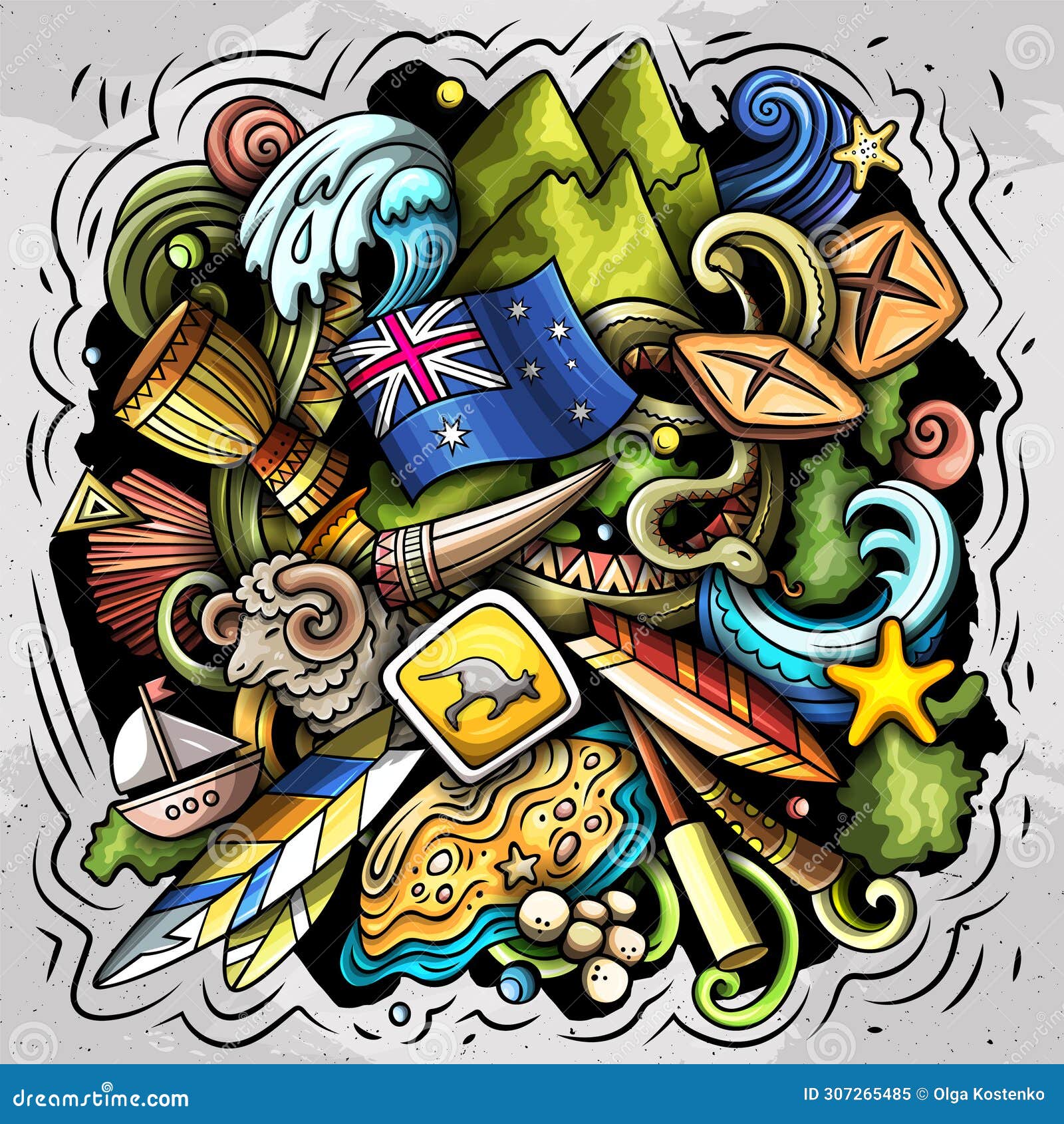 Australia Cartoon Vector Doodle Illustration Stock Illustration ...