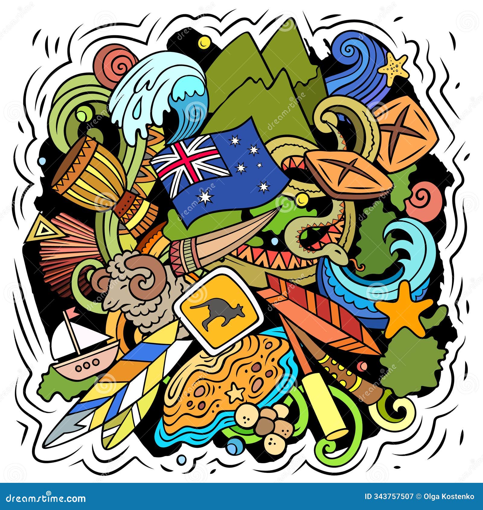 Australia Cartoon Vector Doodle Illustration Stock Illustration ...