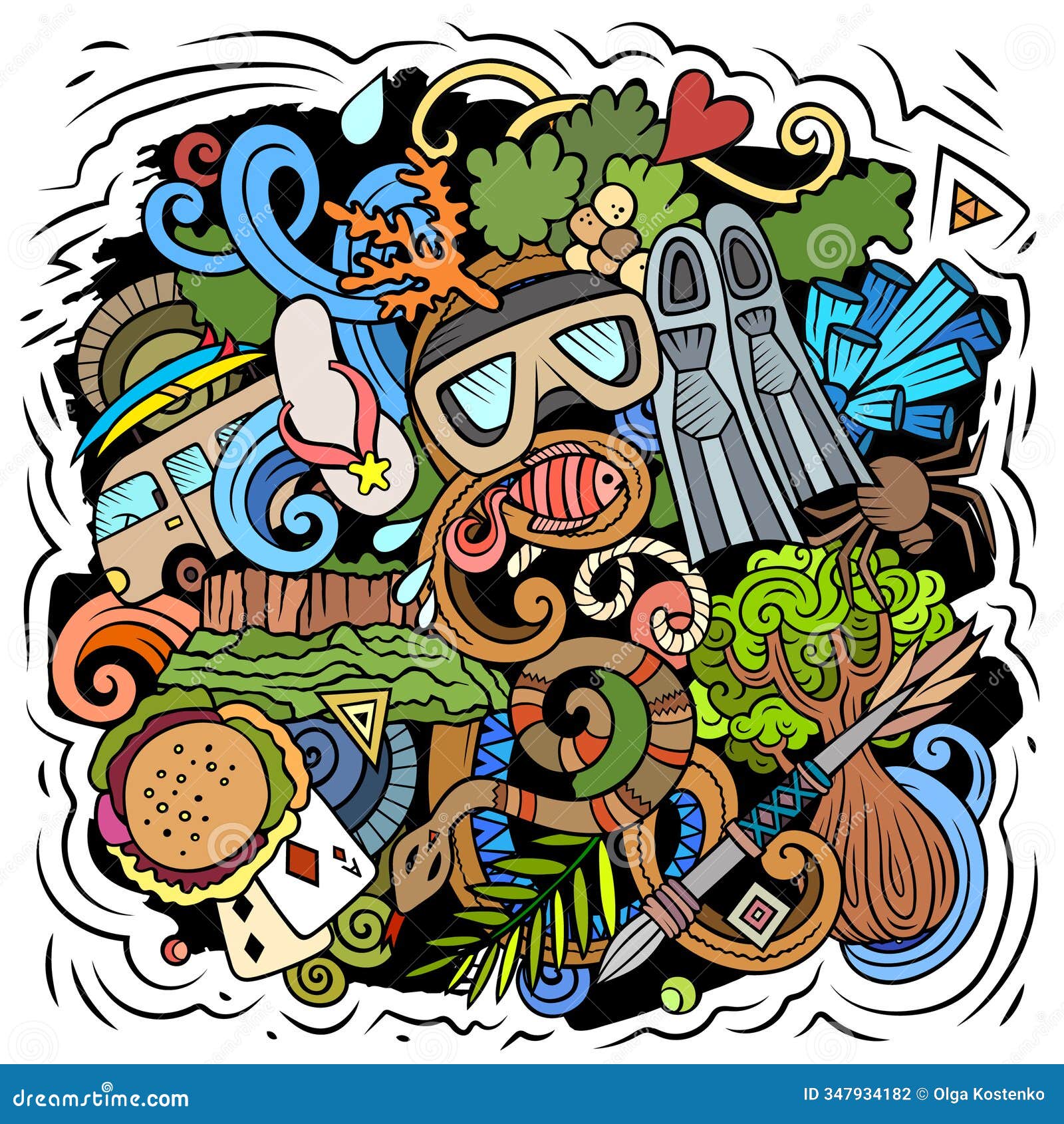 Australia Cartoon Vector Doodle Illustration Stock Photo - Image of ...