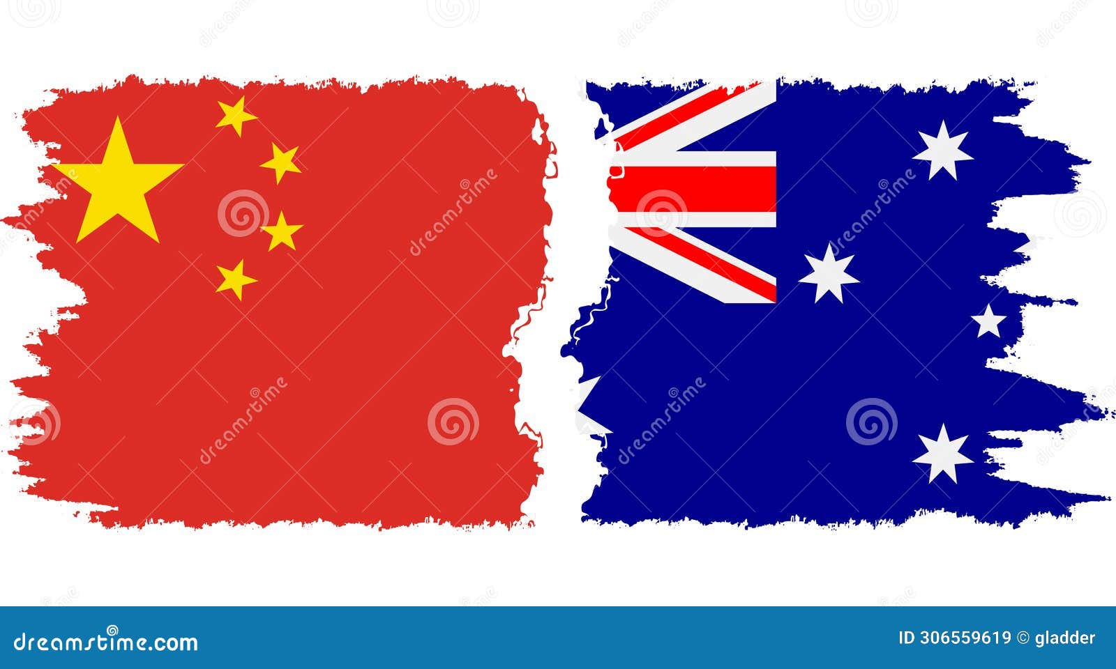 Australia and China Grunge Flags Connection Vector Stock Vector ...