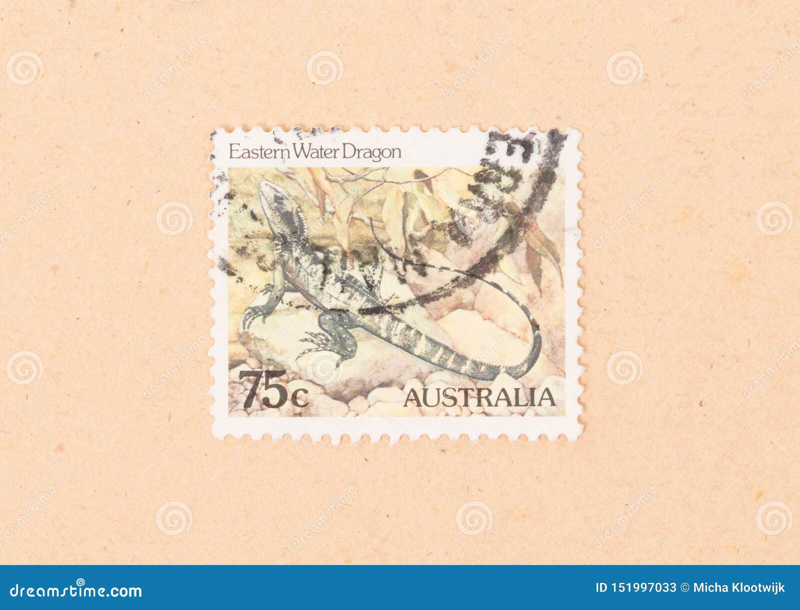 A Stamp Printed in Australia Shows an Eastern Water Dragon, Circa 1980 ...
