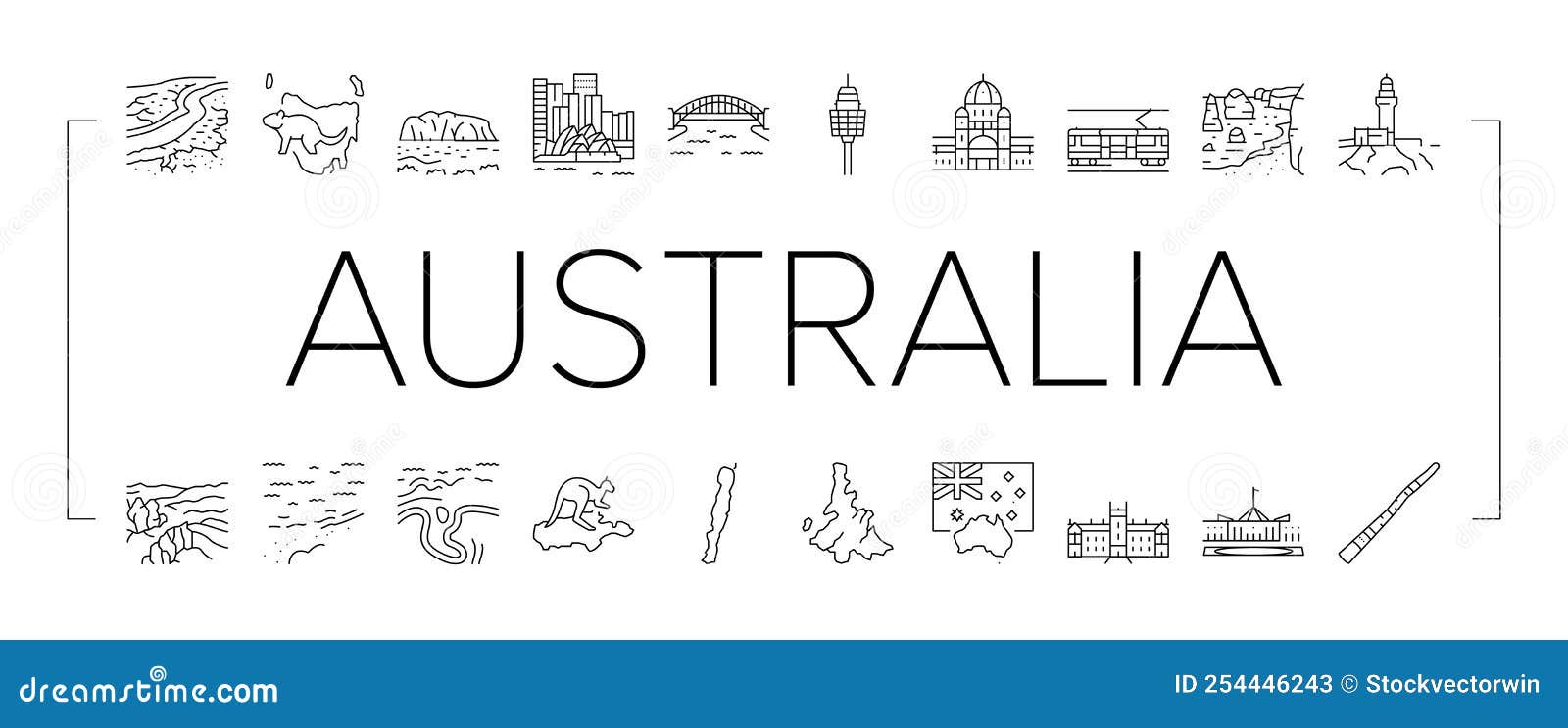 Australia Continent Landscape Icons Set Vector Stock Vector ... Australia Continent Landscape Icons Set Vector Stock Vector ...