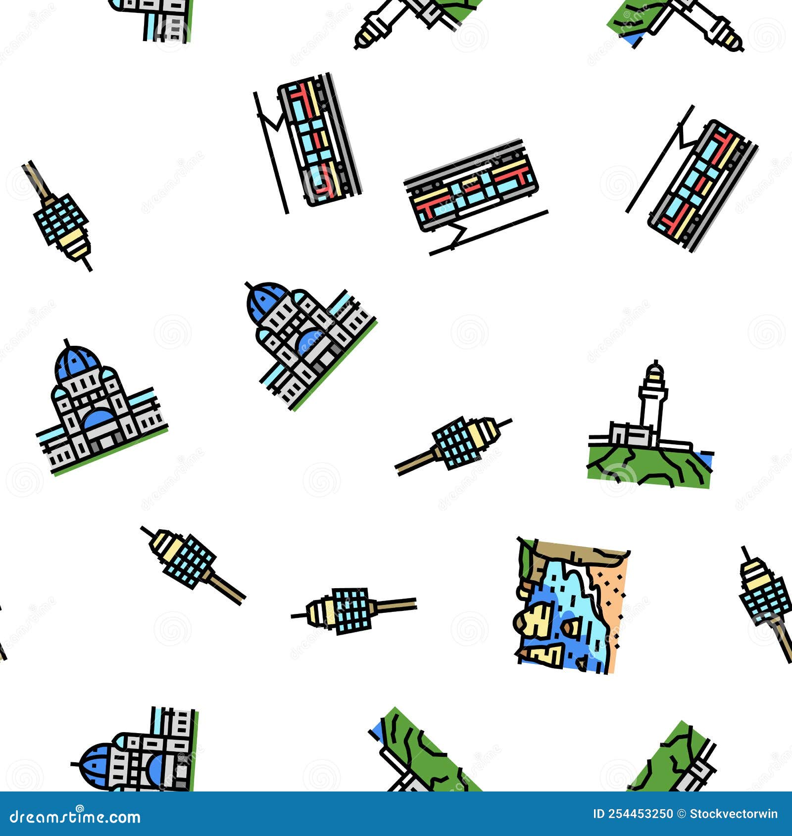 Australia Continent Landscape Vector Seamless Pattern Stock Vector ...