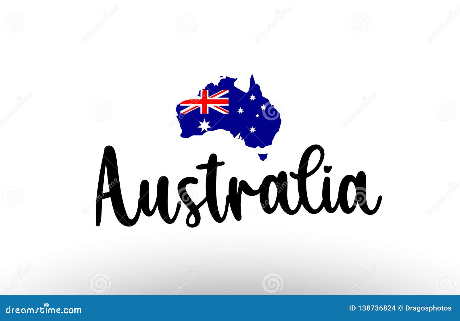Australia Country Big Text with Flag Inside Map Concept Logo Stock ...