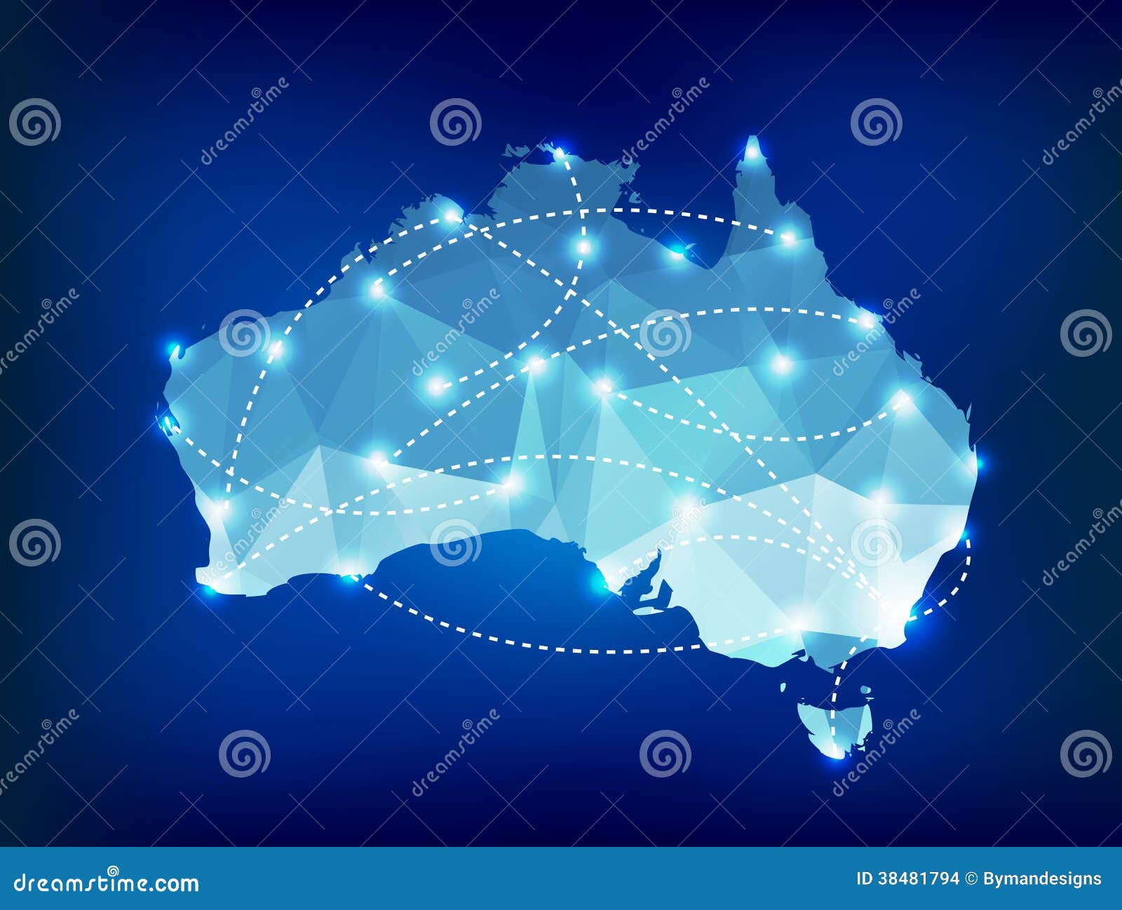 Australia Country Map Polygonal with Spot Lights P Stock Vector ...