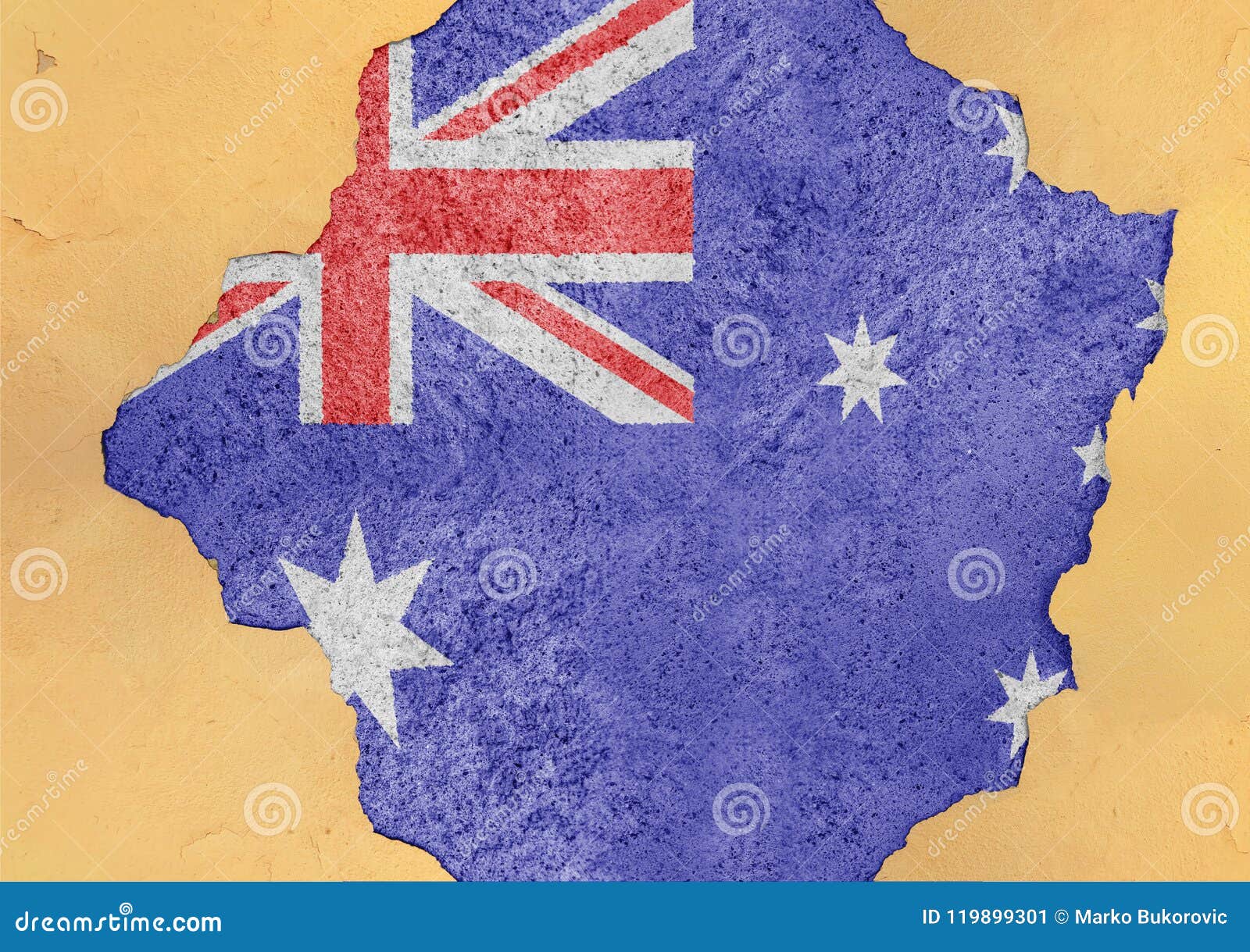 Australia Cracked Hole and Broken Flag in Big Concrete Material Stock ...