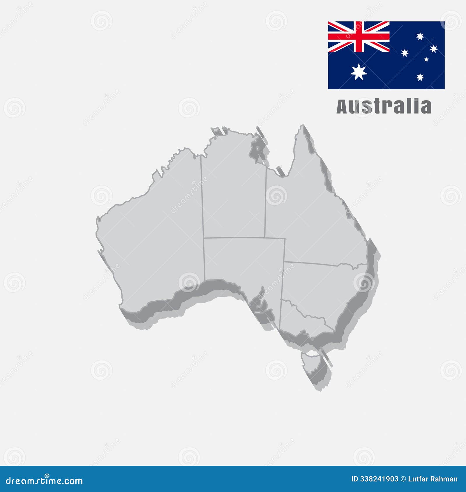 Australia 3D Map, Isolated on a White Background Stock Illustration ...