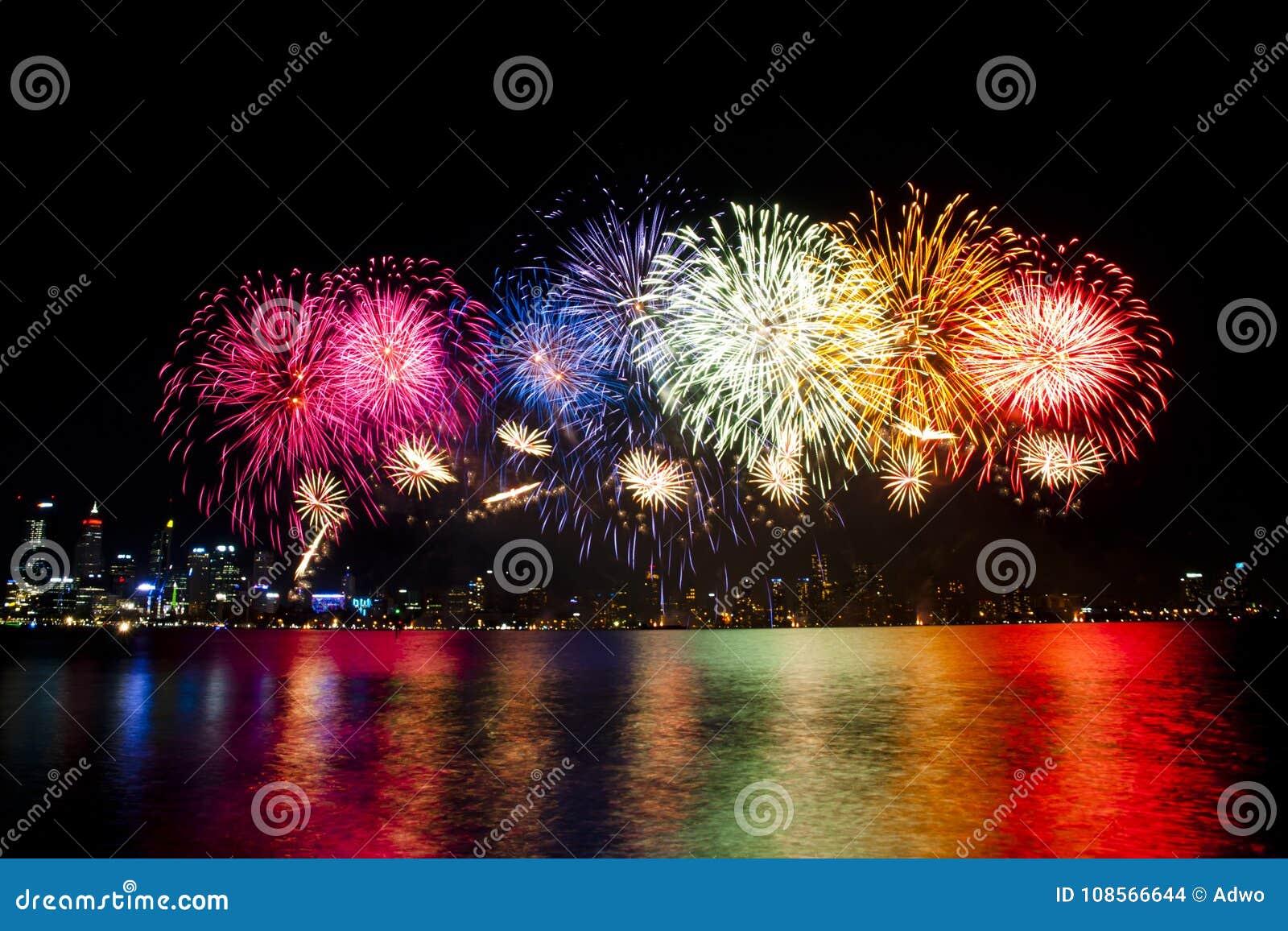 Australia Day Fireworks stock photo. Image of perth - 108566644