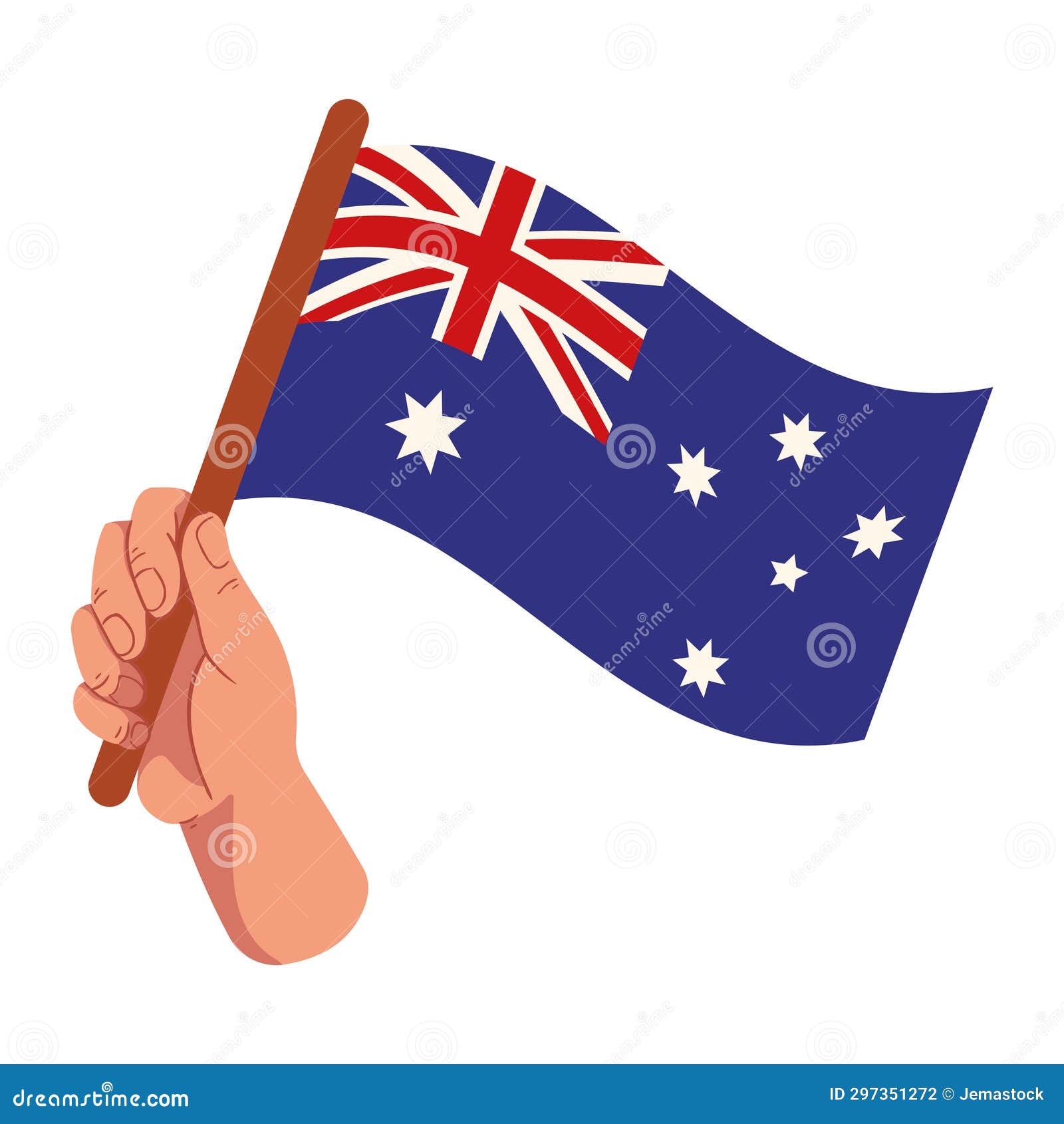 Australia day flag in hand stock illustration. Illustration of happy ...