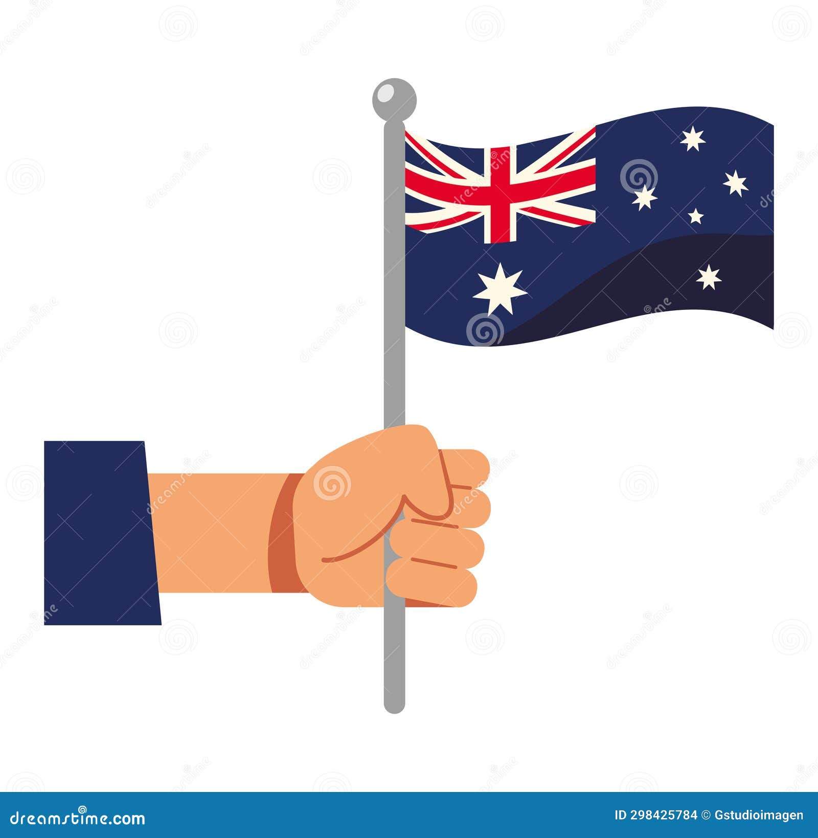 Australia day flag in hand stock illustration. Illustration of isolated ...